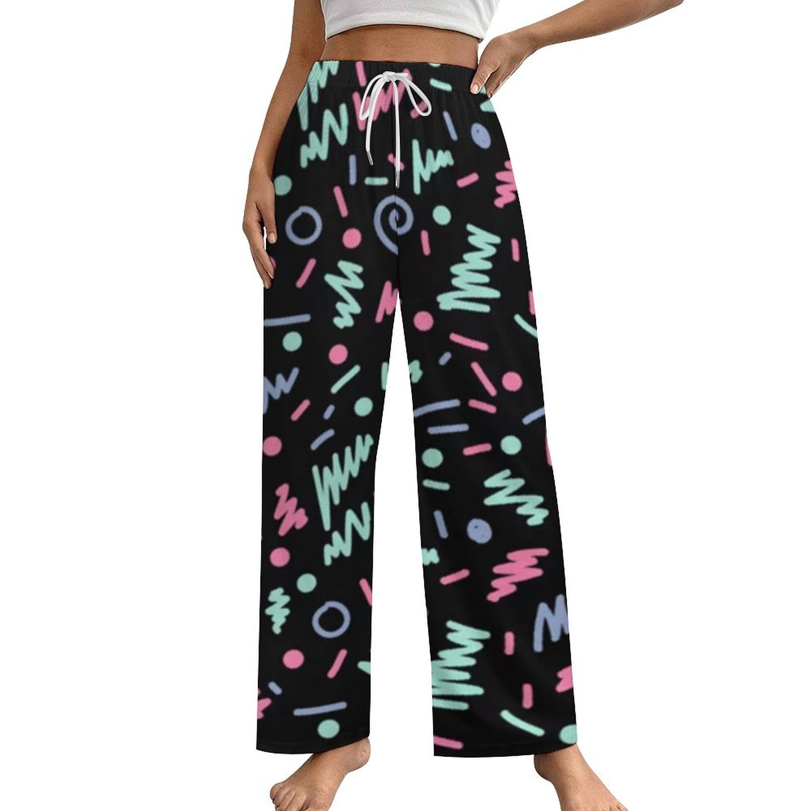 Minimal Memphis 80s Style Pattern Women's Pajamas Pajama Pants Women's ...
