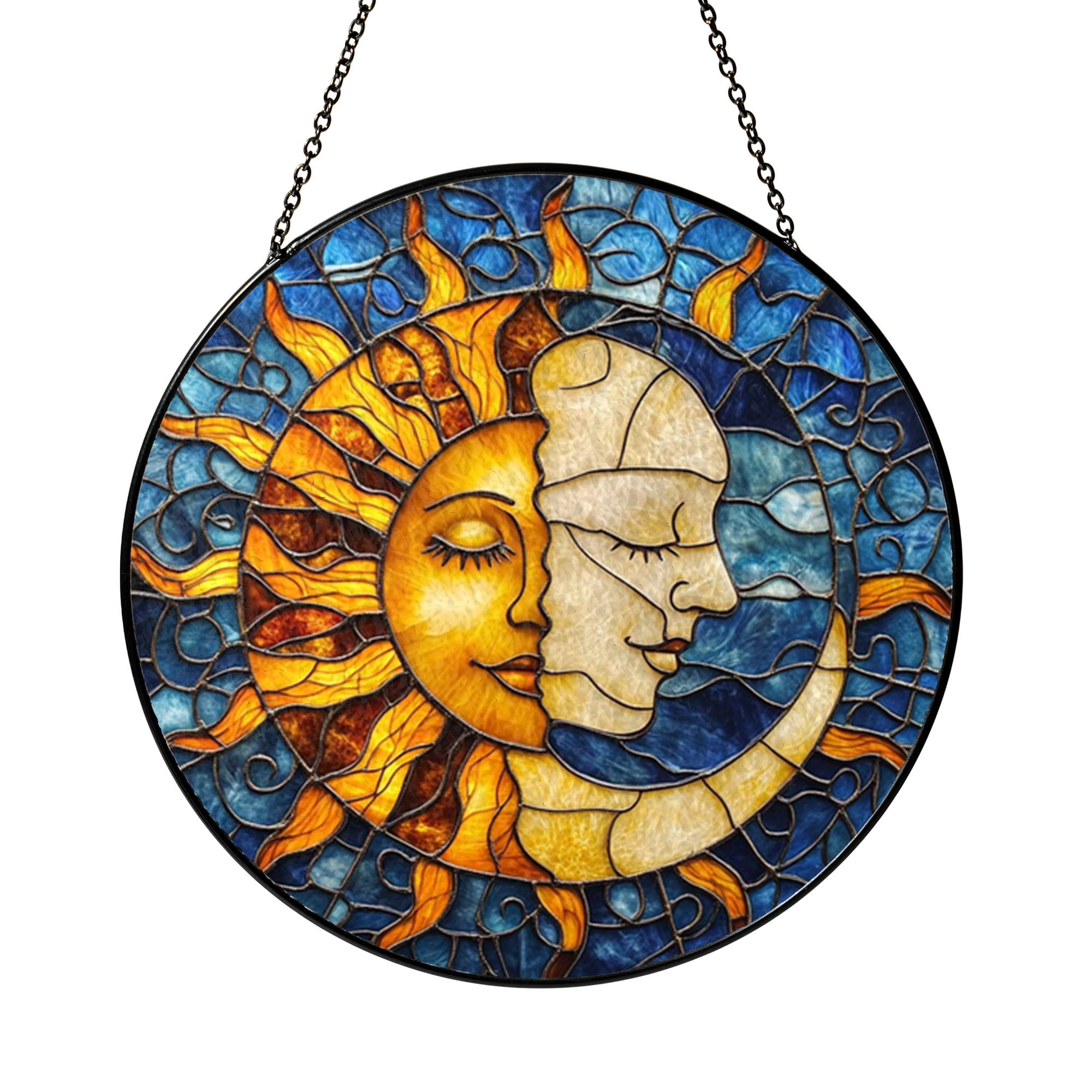 Minimal Moon and Star Stained Glass Style Window Decor2001 - Walmart.com