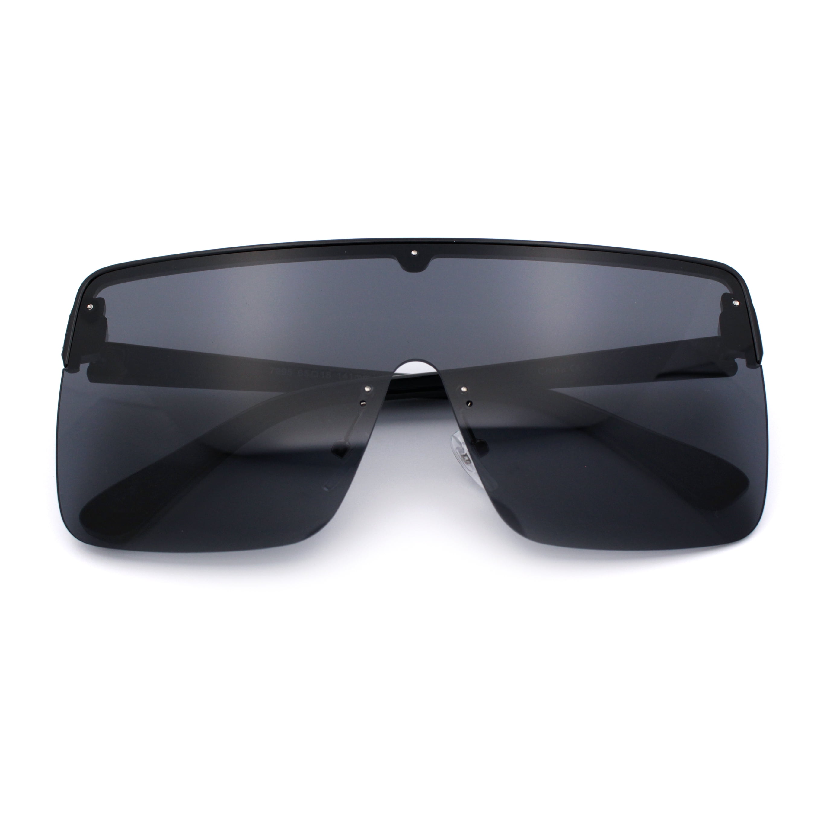 Minimal Oversized Half Rim Shield Flat Top Plastic Mafia Mogul ...