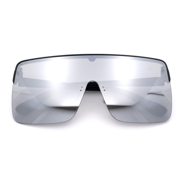 Minimal Oversized Half Rim Shield Flat Top Plastic Mafia Mogul ...