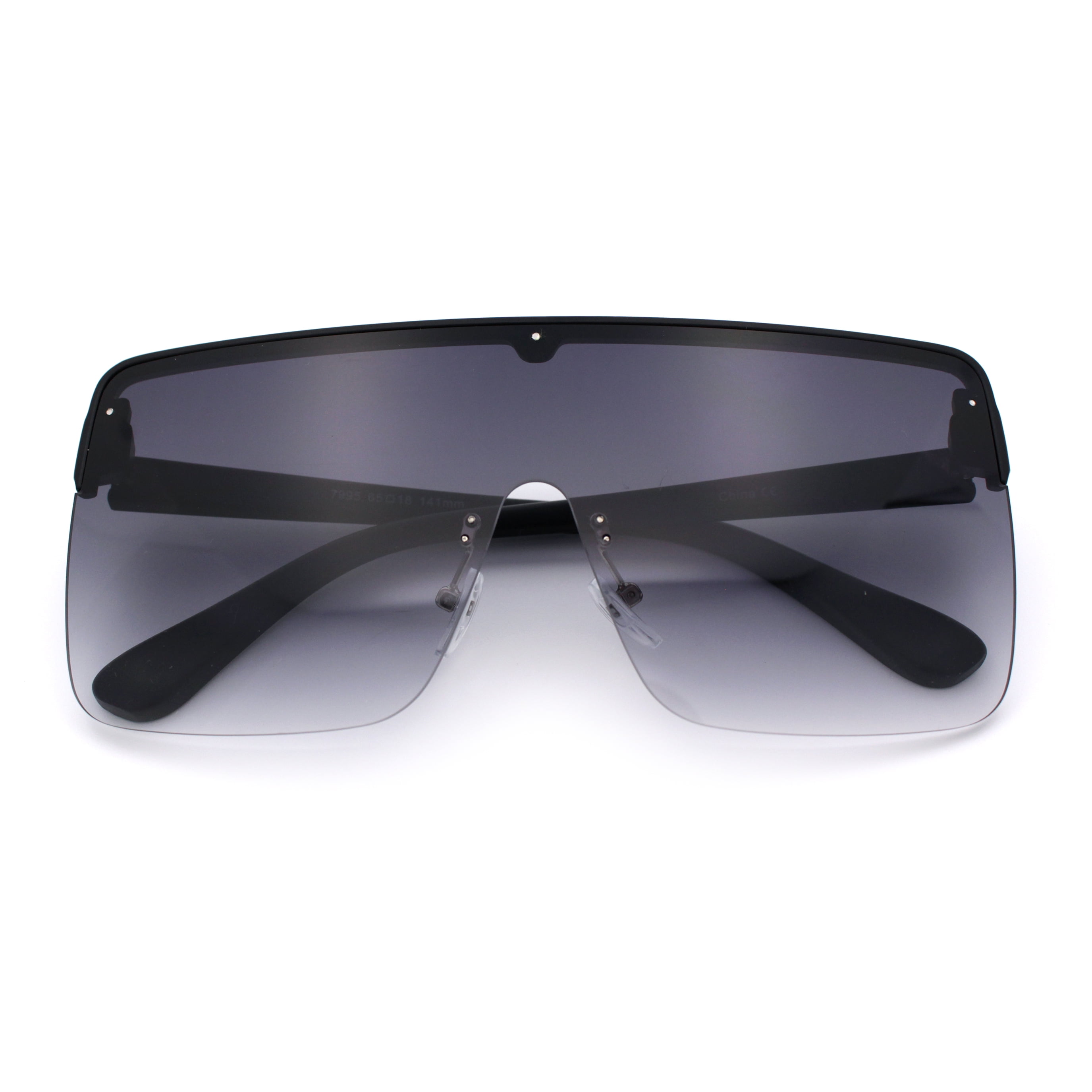 Minimal Oversized Half Rim Shield Flat Top Plastic Mafia Mogul ...