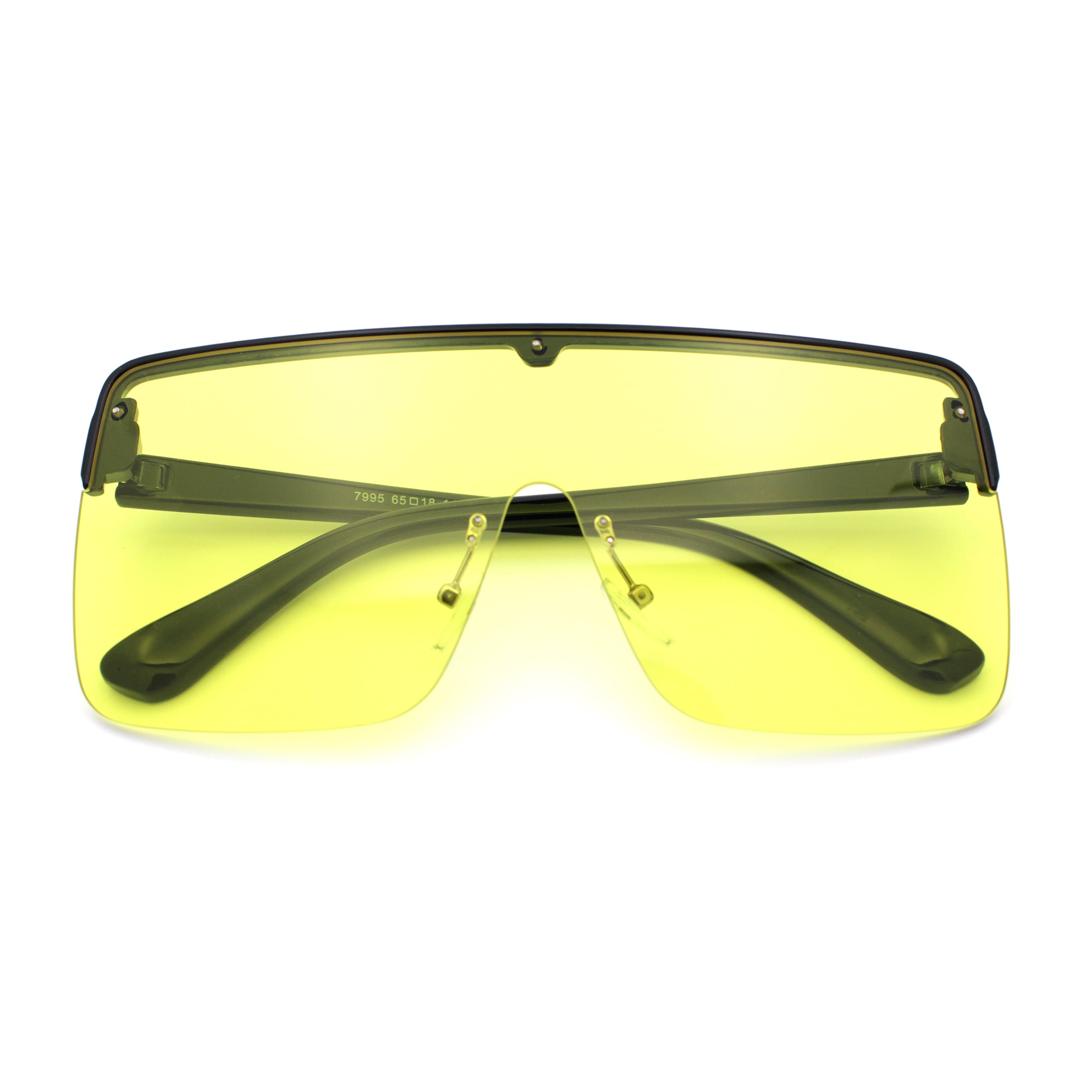 Minimal Oversized Half Rim Shield Flat Top Plastic Mafia Mogul ...