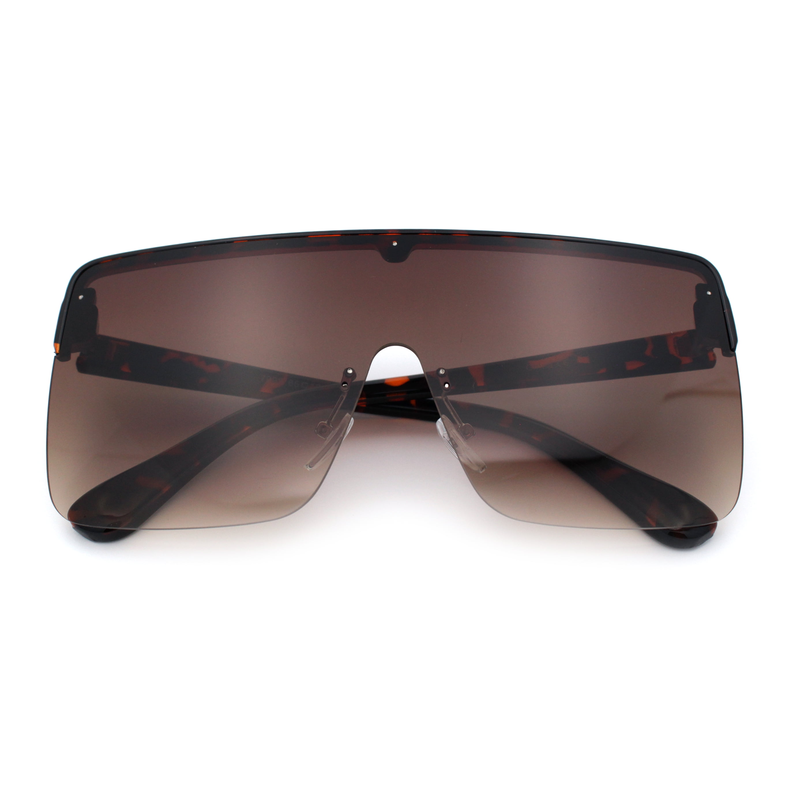 Minimal Oversized Half Rim Shield Flat Top Plastic Mafia Mogul ...