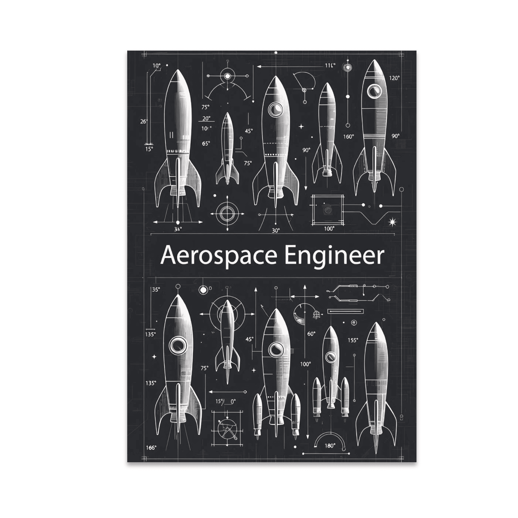 Minimal Rocket Blueprint Wall Decor - Aerospace Engineer - 13x19 Poster ...