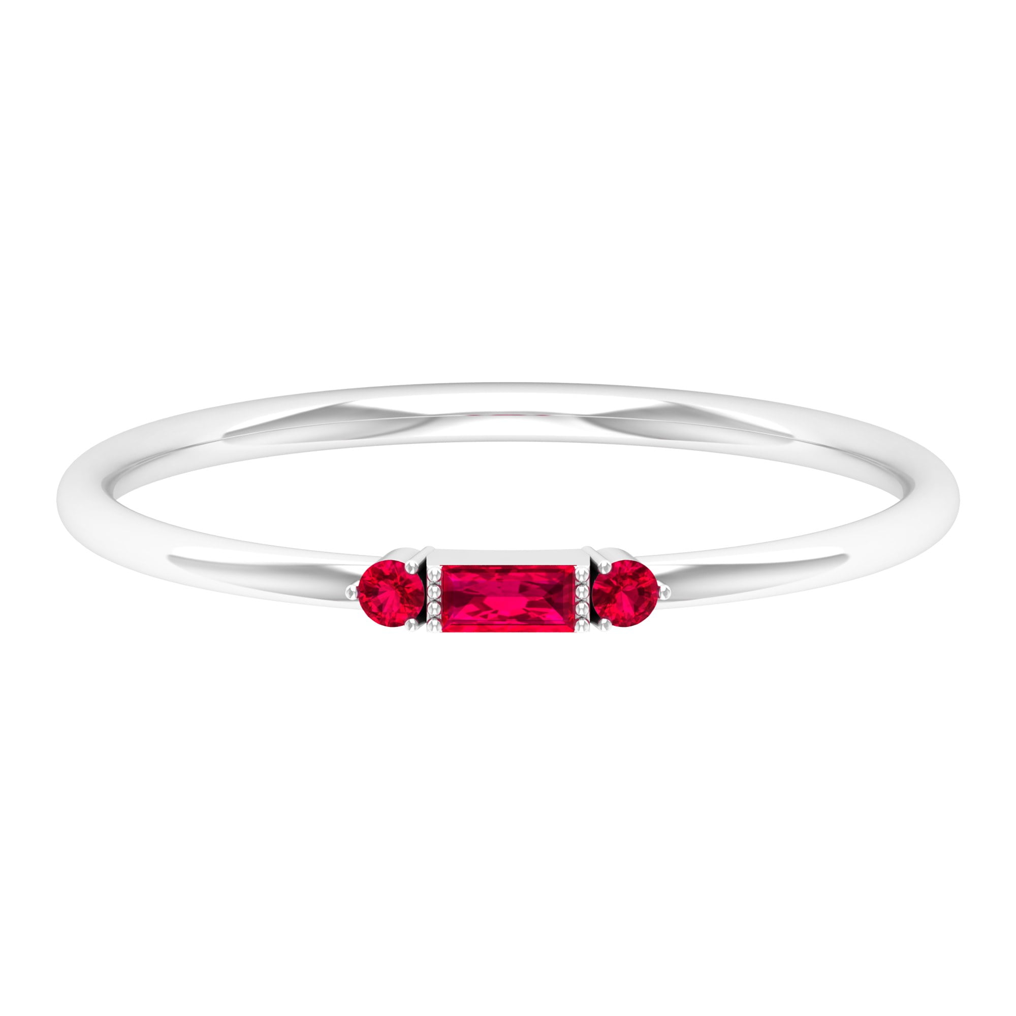 Minimal Ruby Promise Ring, Baguette and Round Cut Ruby Promise Ring Gold, Ruby Promise Ring for ...