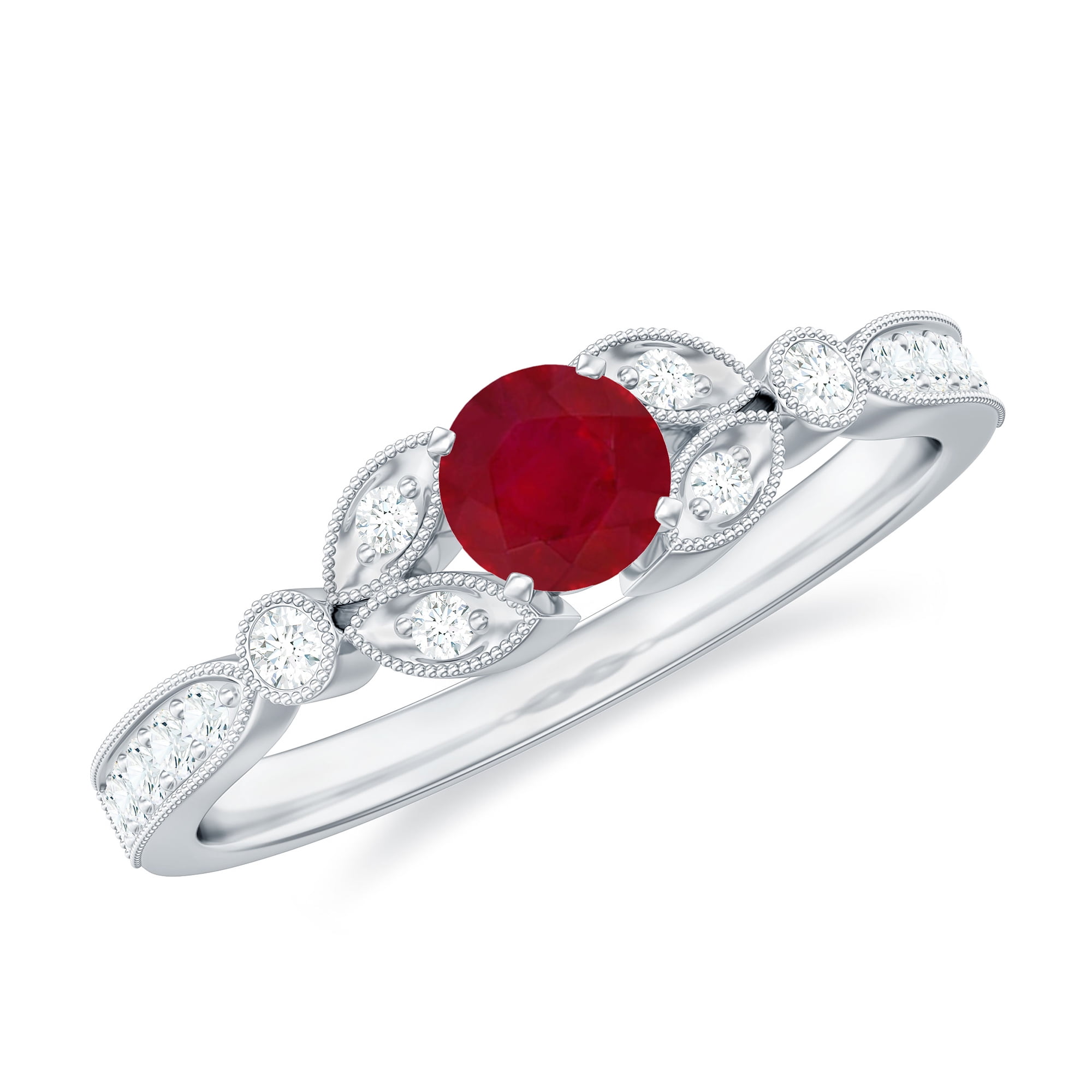 Minimal Ruby Promise Ring with Diamond Accent (AAA Quality, Rosec ...