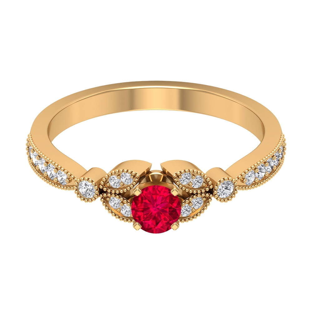 Minimal Ruby Promise Ring with Diamond Accent (AAA Quality, Rosec ...
