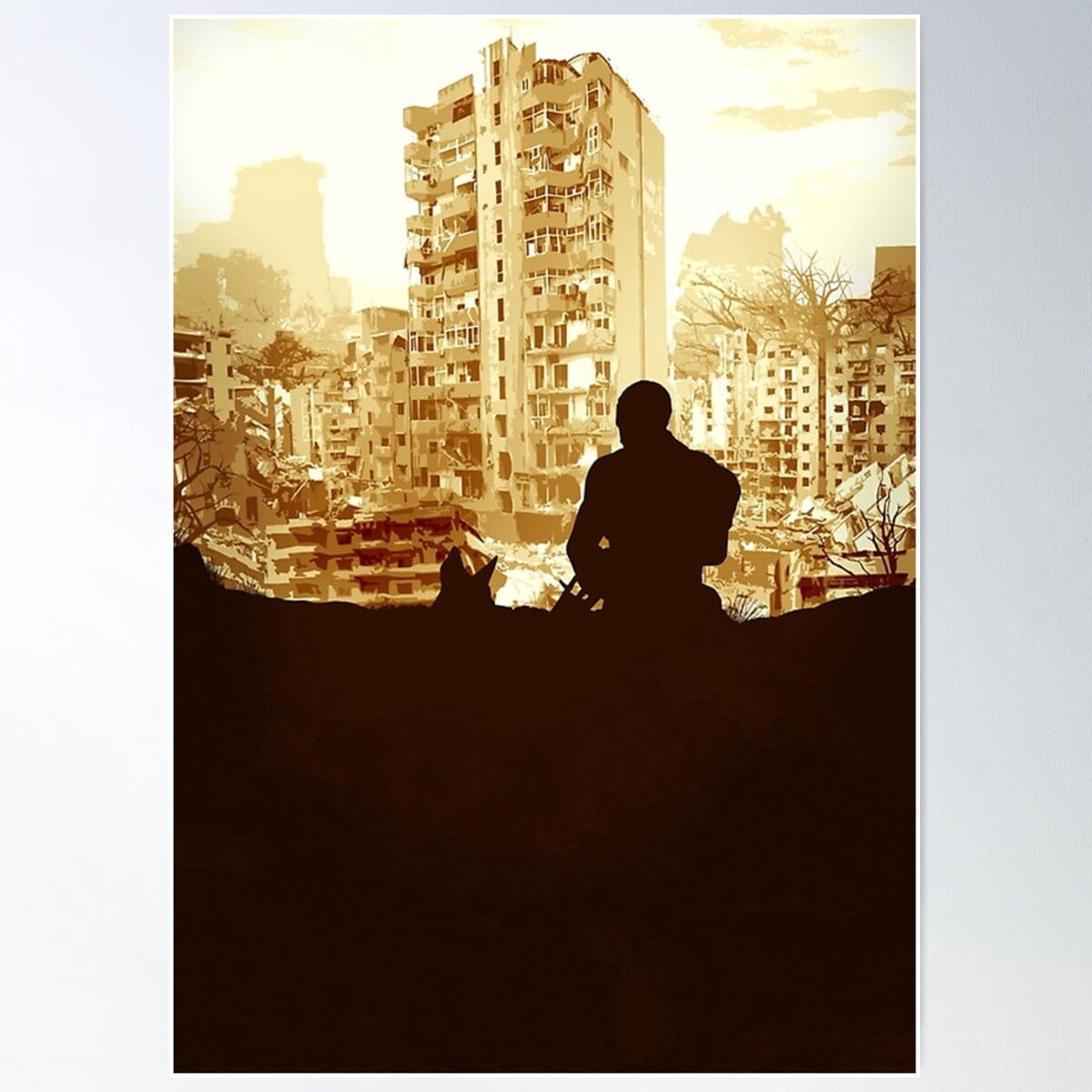 Minimal Silhouette Poster Design Apocalypse Gaming Poster, 12x18 ...
