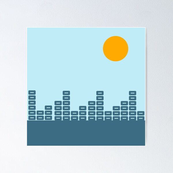 Minimal Sunset Soundwave Sea (Sky Blue Background) Abstract Poster Wall ...