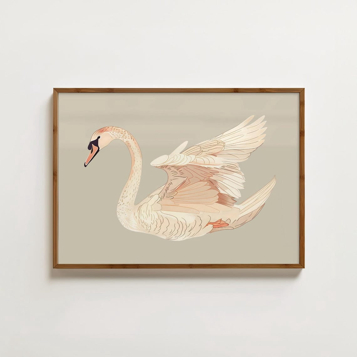 Minimal Swan Print Boho Swan Farmhouse Room Decor Swan Wall Art Neutral ...
