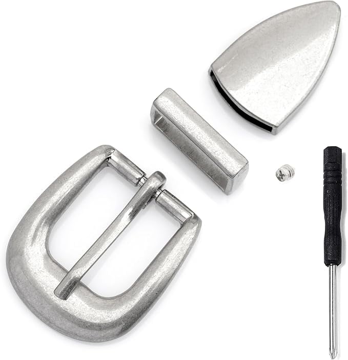 Minimal Vintage Belt Buckle Set, 3-Piece, 3/4 Inch Width, Screw-On ...