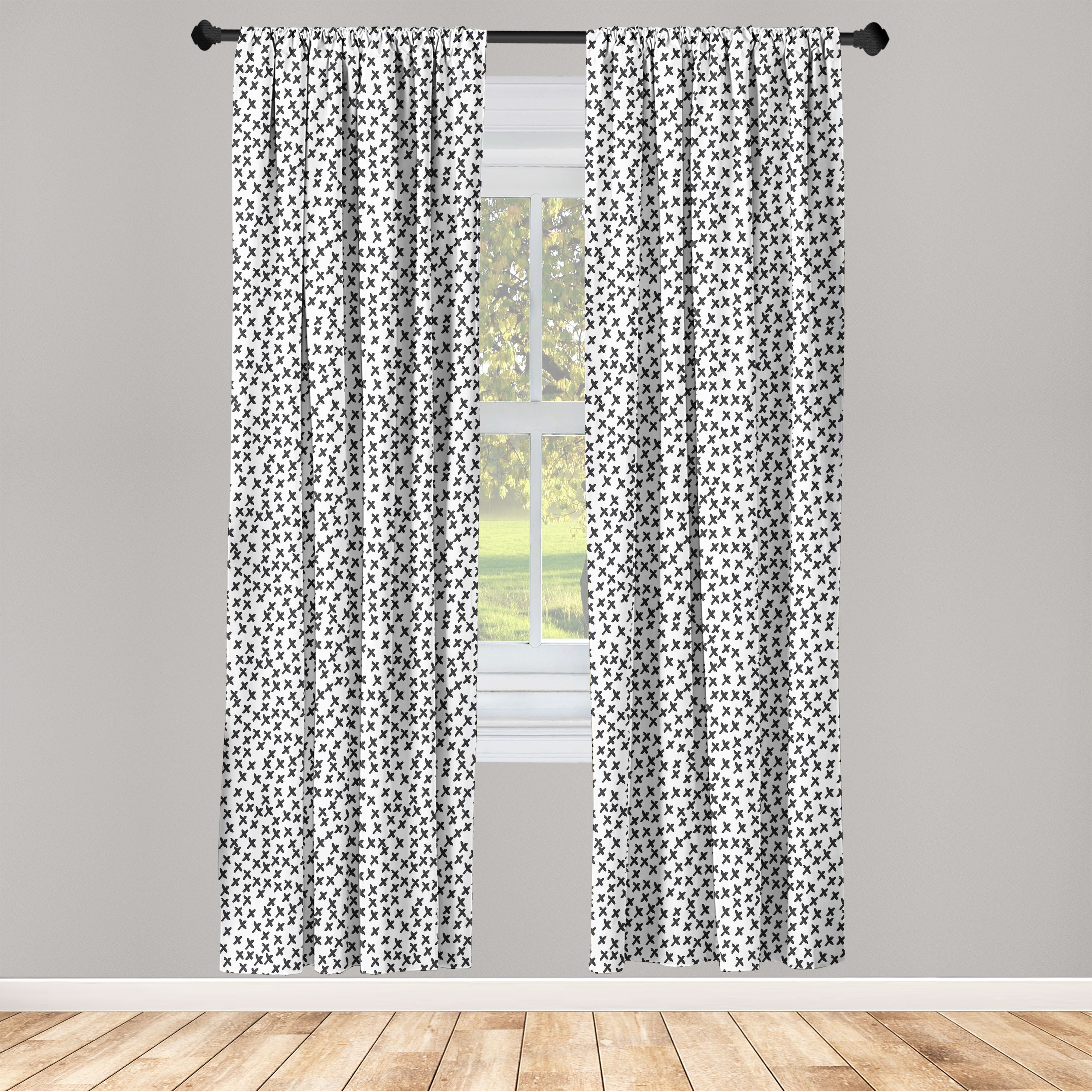 Minimal Window Curtains, Modern X Symbols Hipster Retro Scribble Like ...