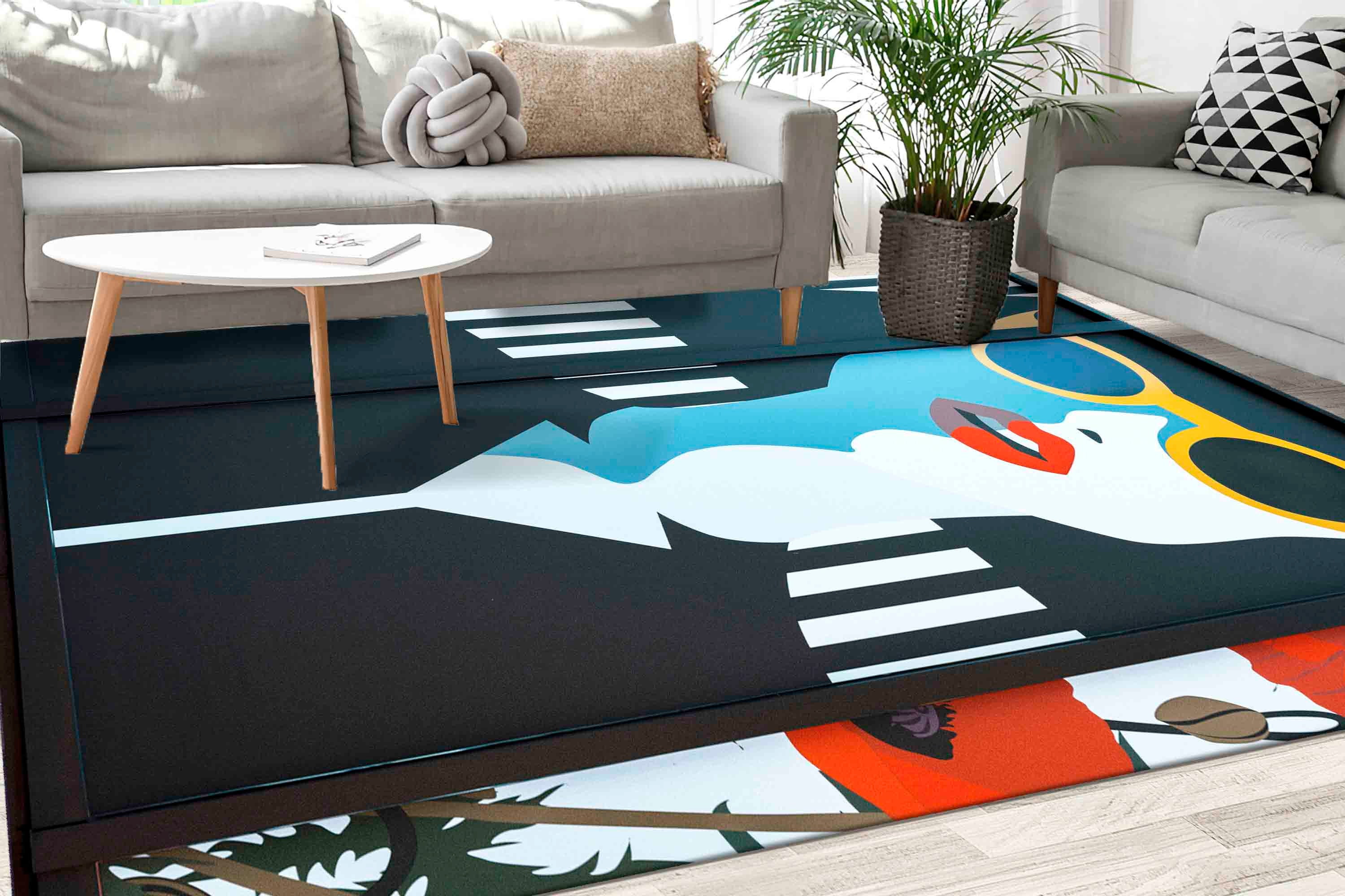 Minimal Woman Illustration Rugs, Minimal Woman Rugs, Modern Soft Rug ...