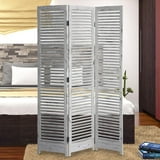 Minimal Wooden Screen with 3 Panels and Shutter Design, White - Saltoro ...