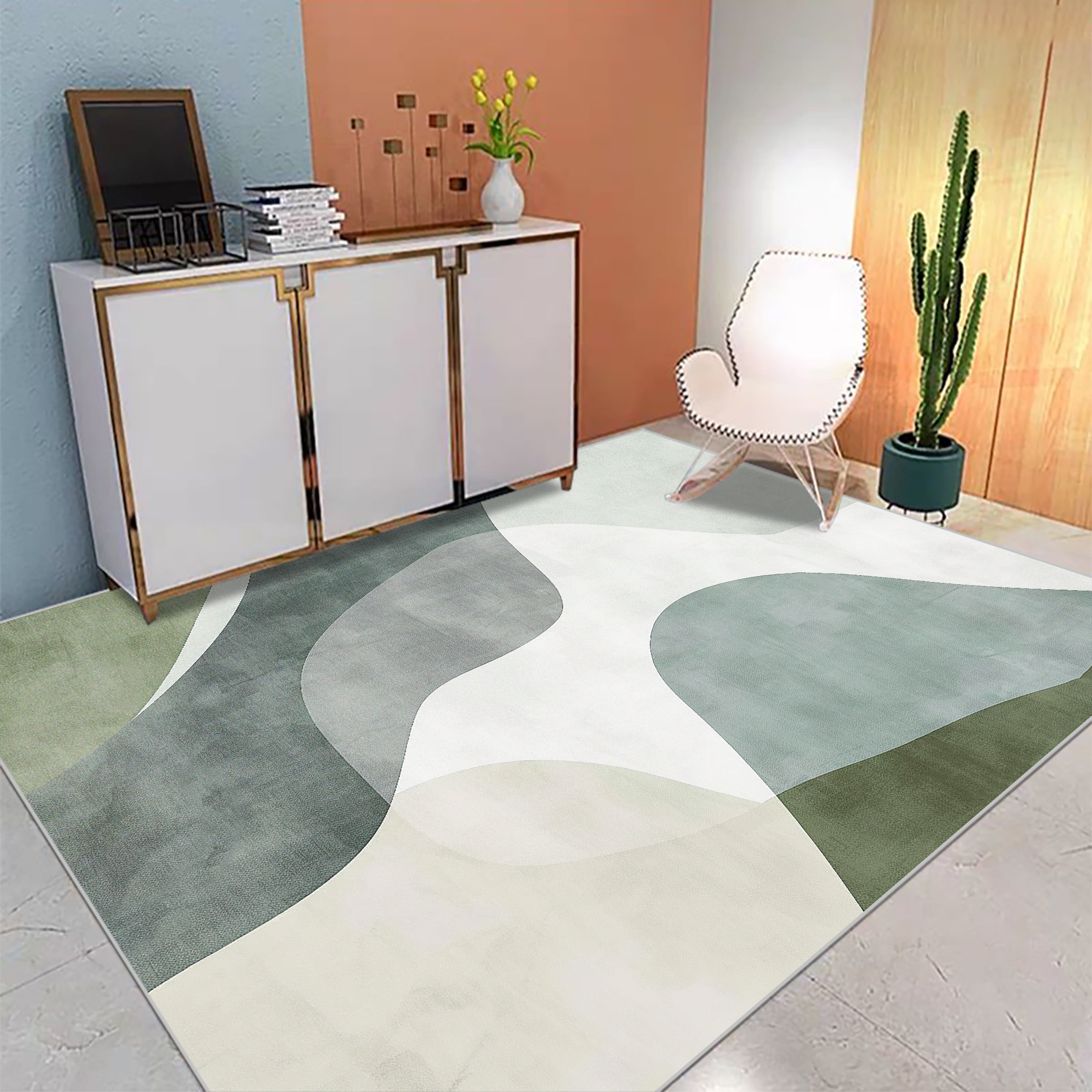 Minimalism Living Room ration Carpets Light Luxury Green Floor Mat Home ...