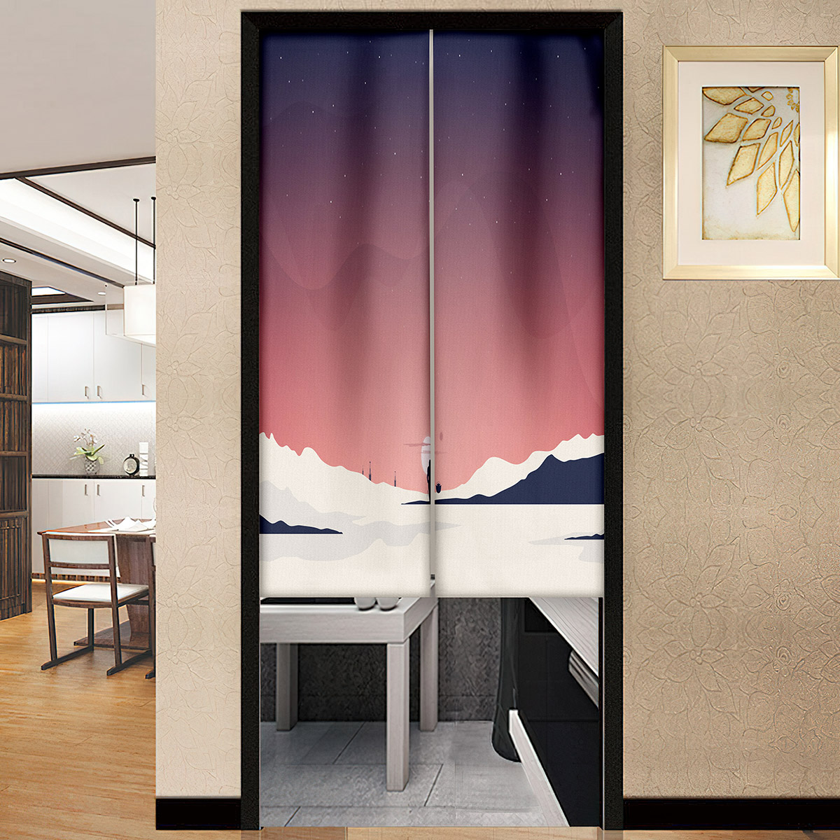 Minimalism Mountain Forest Print Door Curtain Chinese Panel Japanese ...