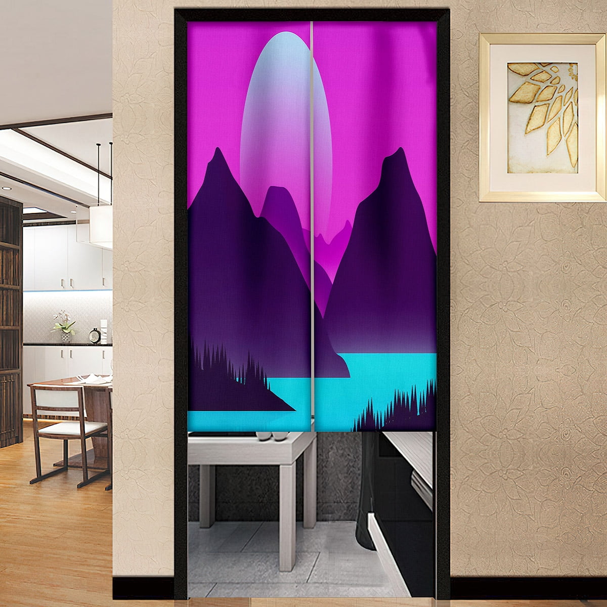 Minimalism Mountain Forest Print Door Curtain Chinese Panel Japanese ...