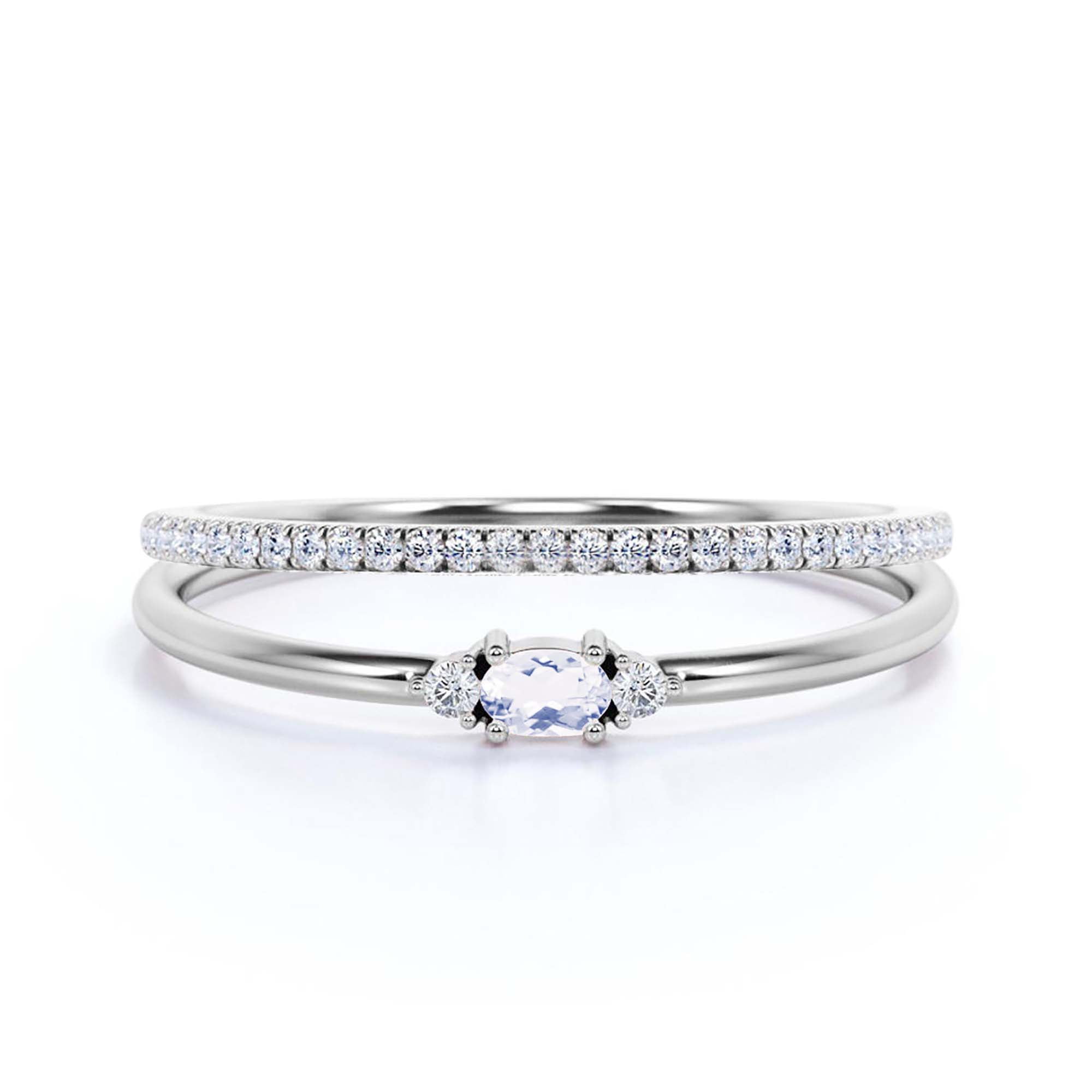 Minimalist 1.15 Carat Slim Oval Cut Diamond Moissanite Fairy Engagement Ring, Dainty Wedding ...