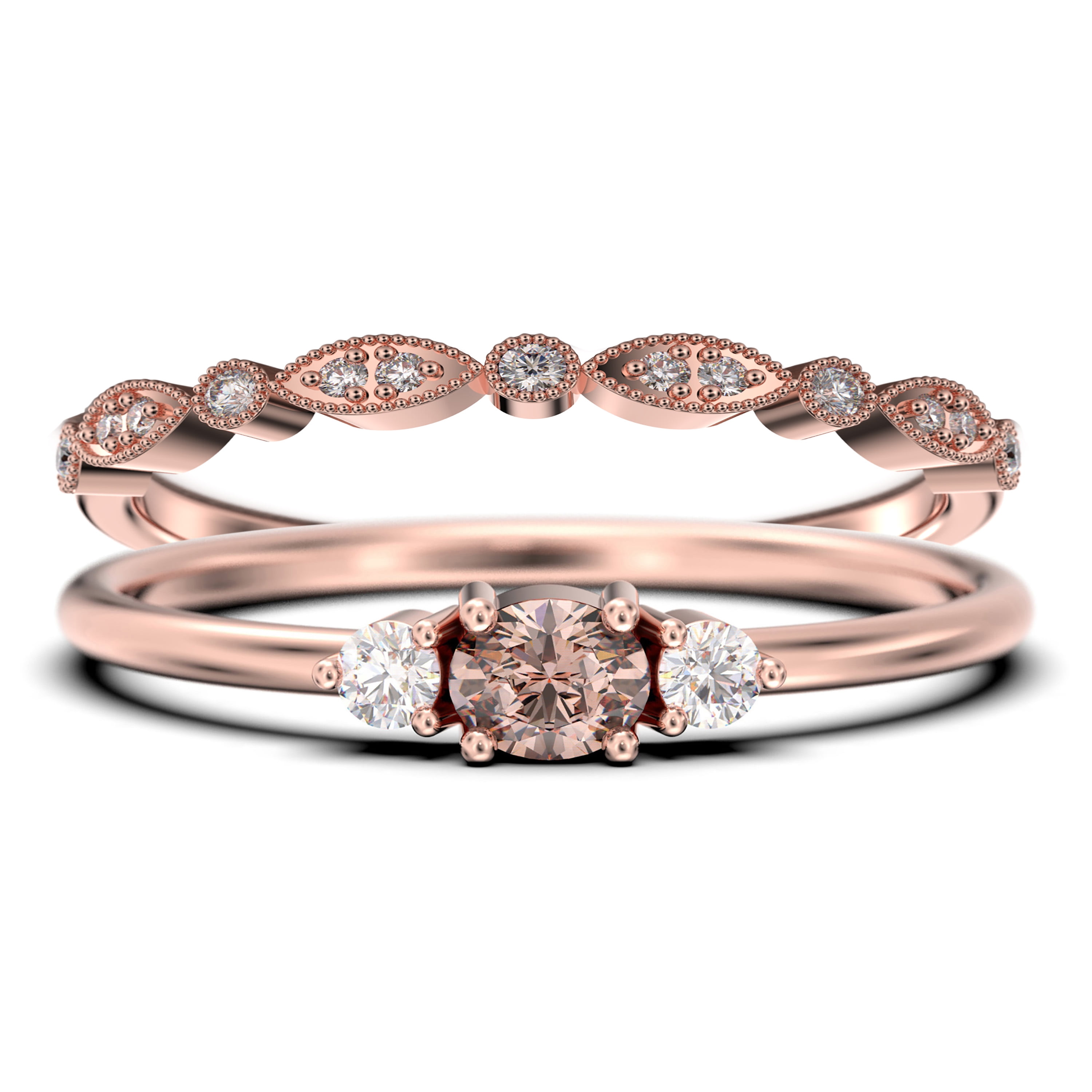 Minimalist 1.15 Carat Slim Oval Cut Morganite And Diamond Moissanite ...