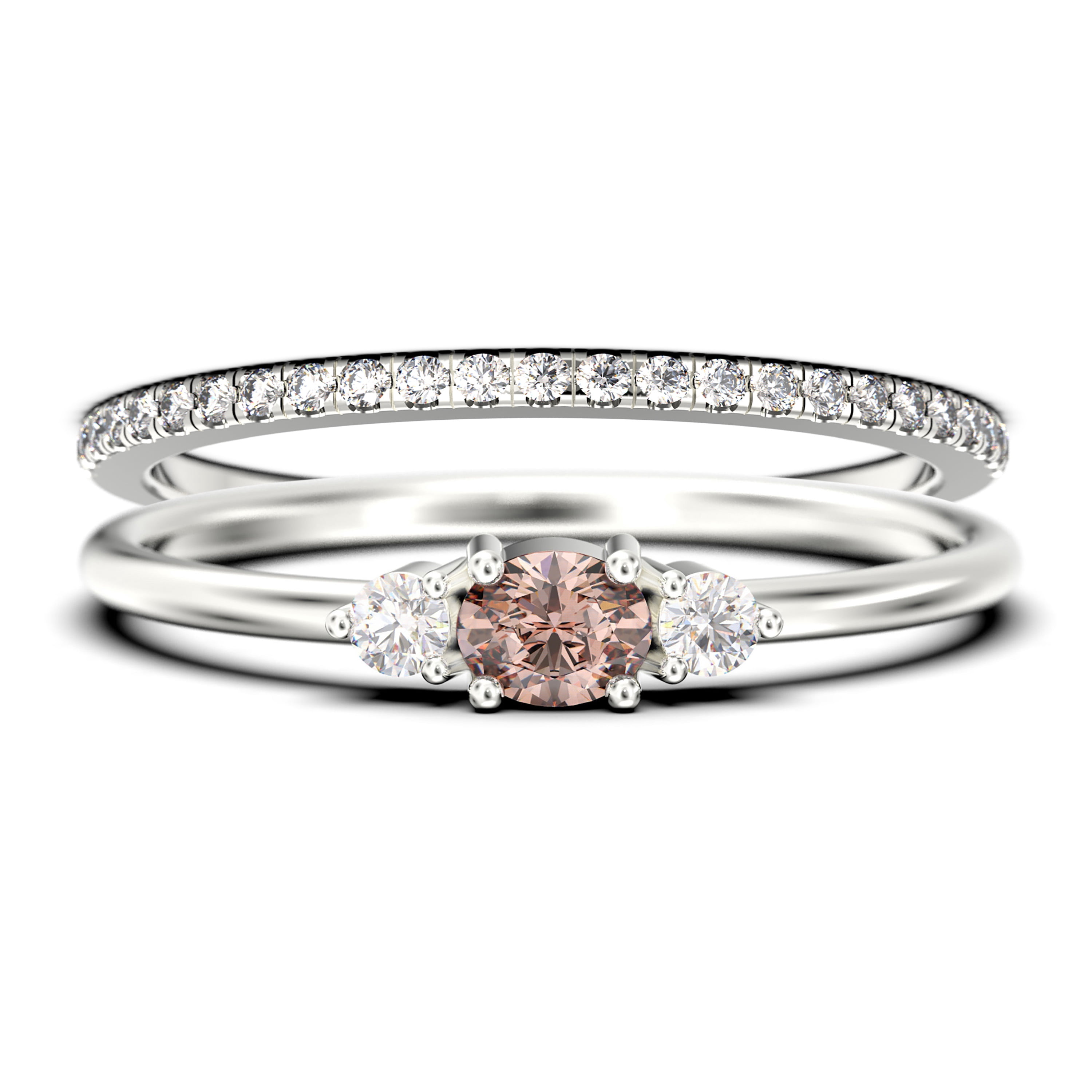 Minimalist 1.15 Carat Slim Oval Cut Morganite And Diamond Moissanite ...