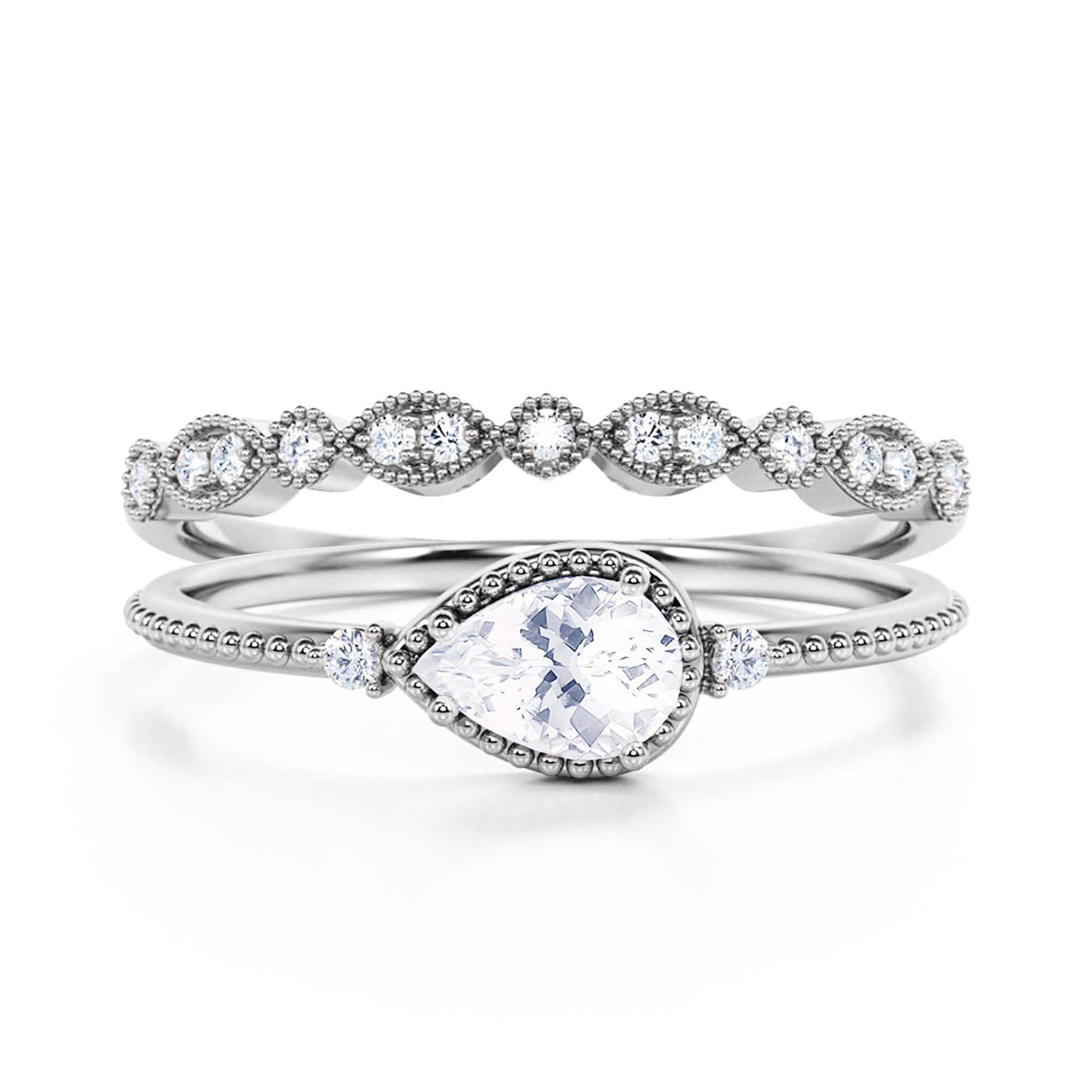 Minimalist 1.60 Carat Pear Cut Diamond Moissanite Classic Engagement ...