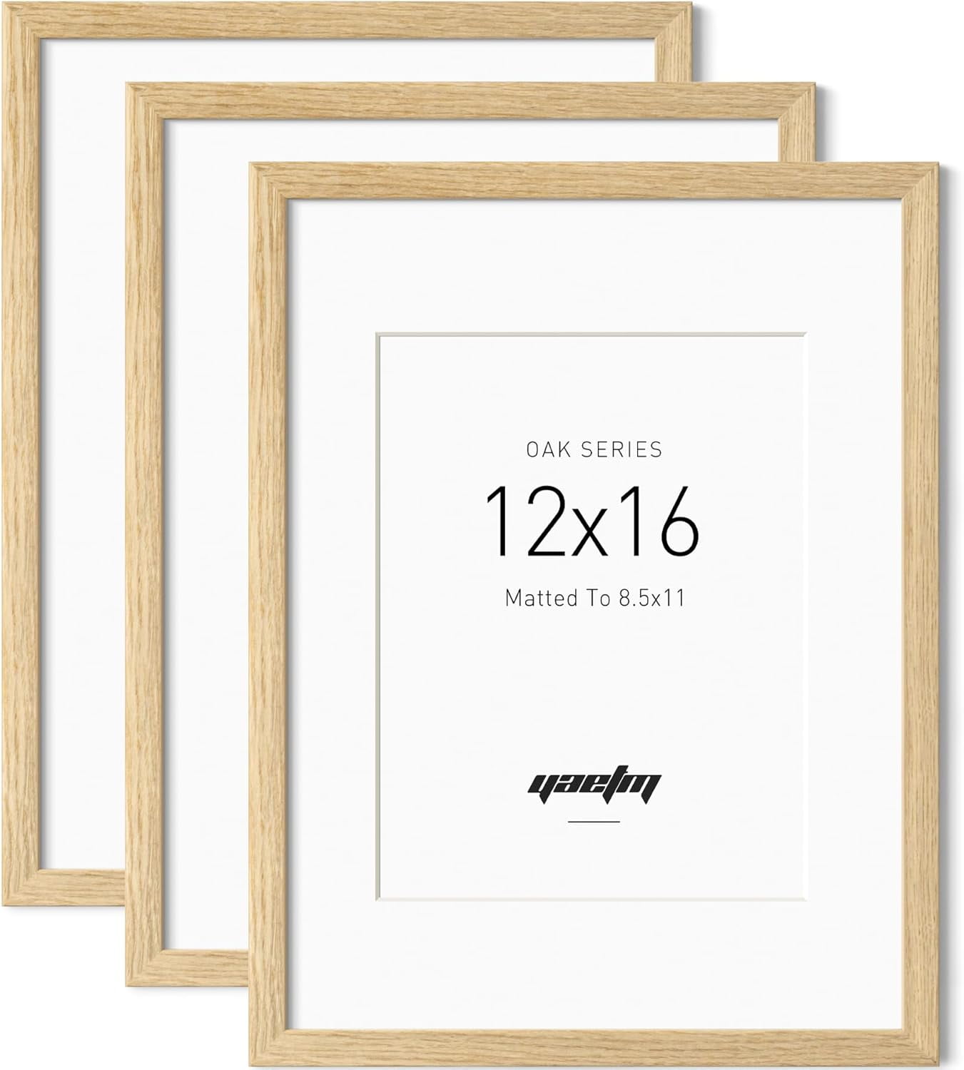 Minimalist 12x16 Oak Picture Frame with Mat for 8.5x11, Natural Solid ...