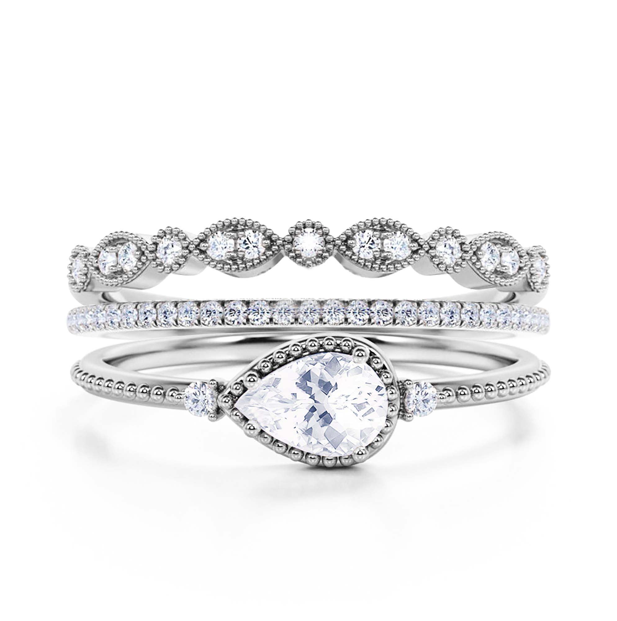 Minimalist 2.10 Carat Pear Cut Diamond Moissanite Classic Engagement ...