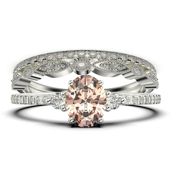 Minimalist 2.25 Carat Oval Cut Simplistic Morganite And Diamond ...