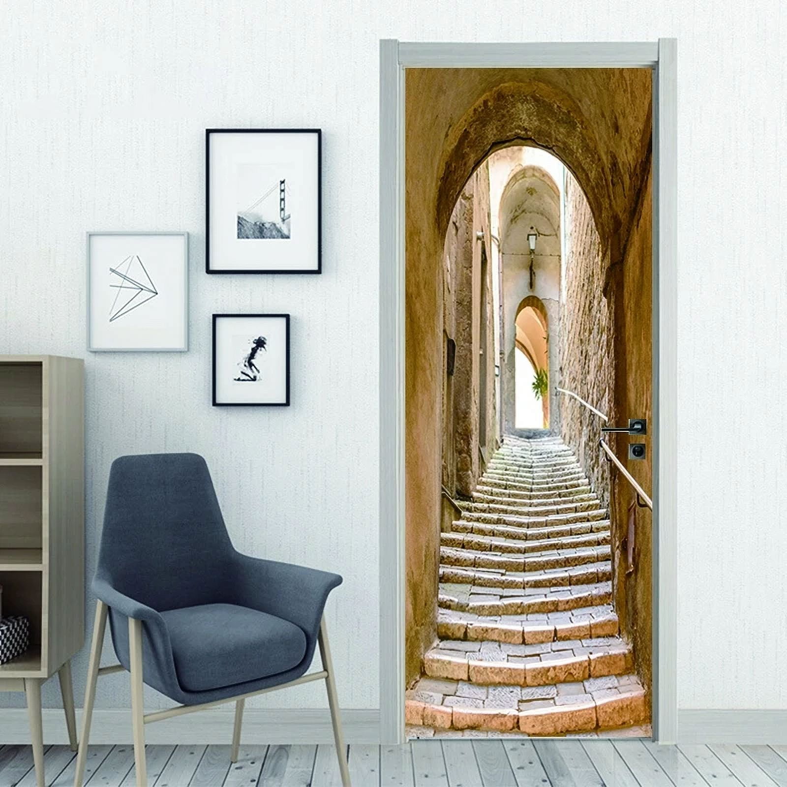 Minimalist 3D Door Stickers PVC Mural Wall Sticker Self Adhesive Decal ...