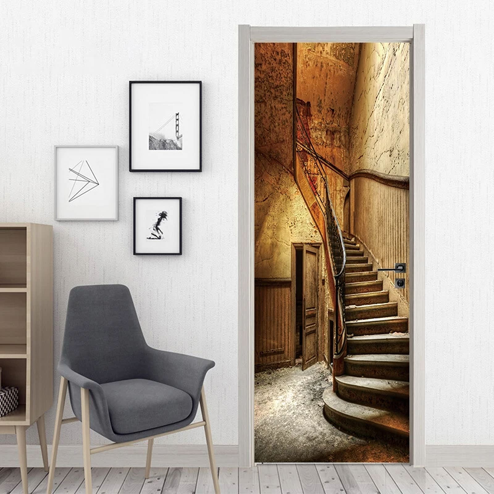 Minimalist 3D Door Stickers PVC Mural Wall Sticker Self Adhesive Decal ...