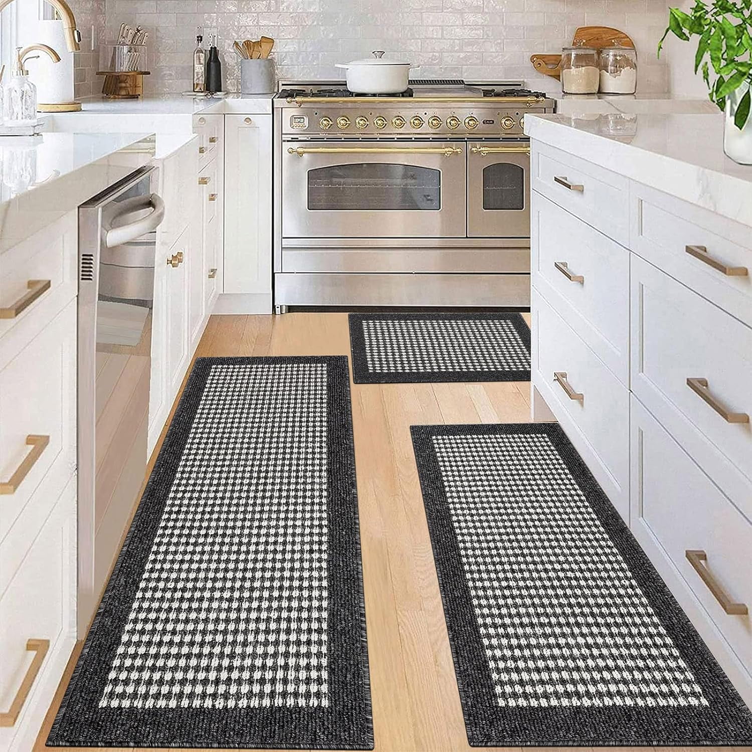 Minimalist 3D Lattice Kitchen Mat Sets - Non Slip Rubber Backing - 3 ...