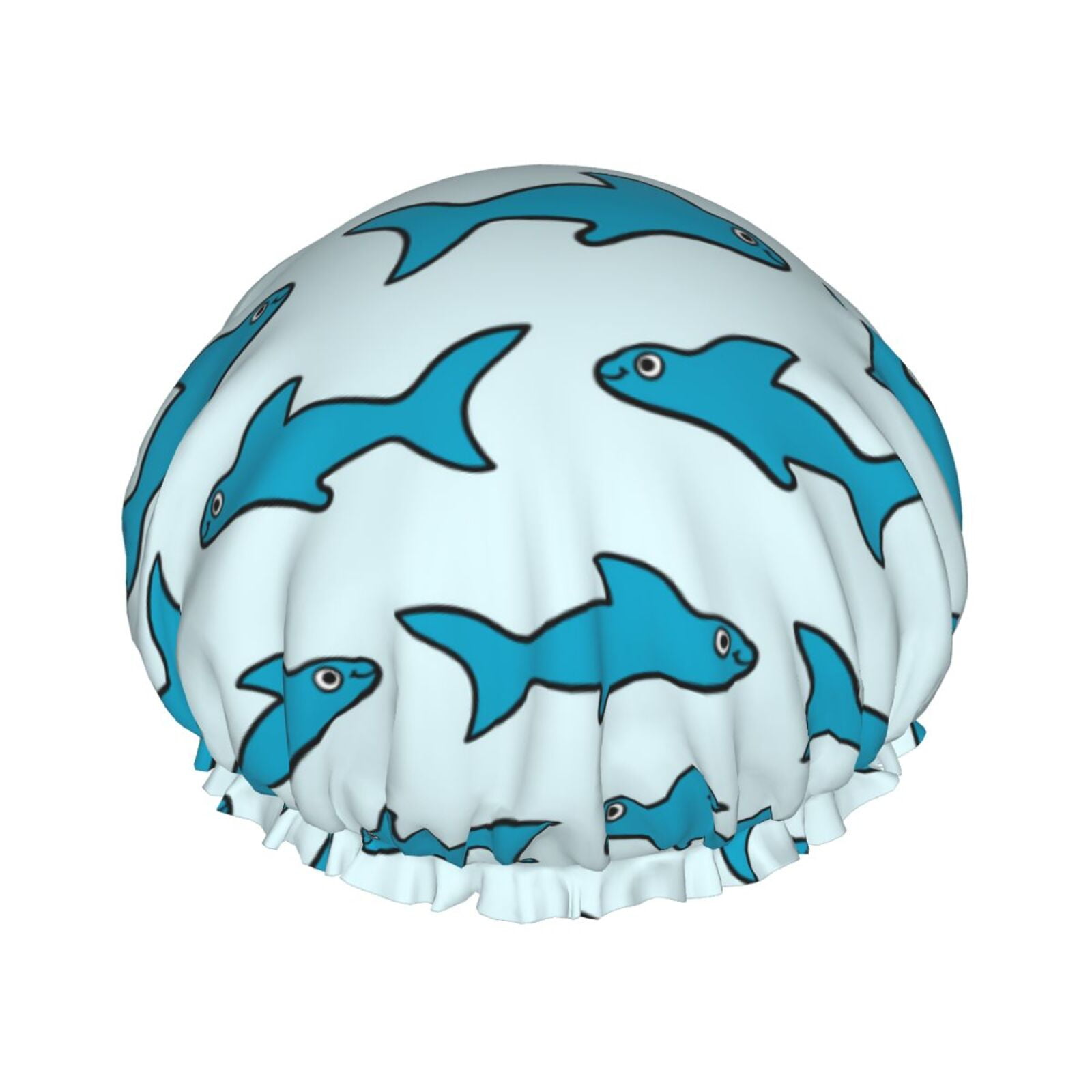 Minimalist Abstract Cartoon Shark Shower Cap, Reusable Bath Hair Hat ...