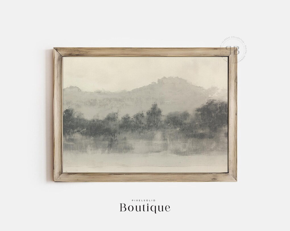 Minimalist Abstract Landscape Art Print, Neutral Toned Wall Art, Gray ...