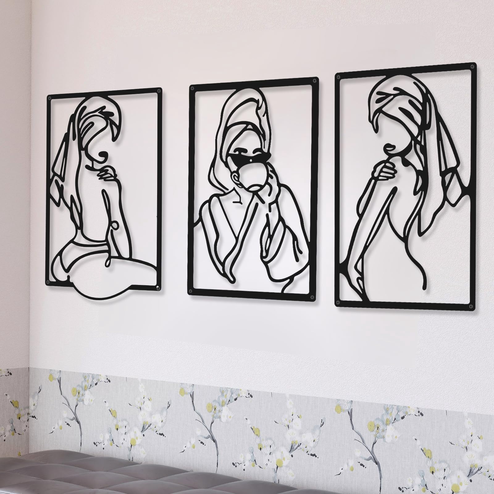 Minimalist Abstract Woman Line Drawing Wall Art Decor, 3 Piece Metal ...