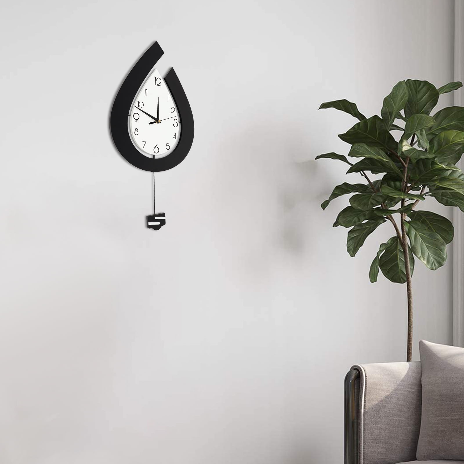 Minimalist Analog Clock, 12x22-Inch Black/White Dial with Bold Numerals ...