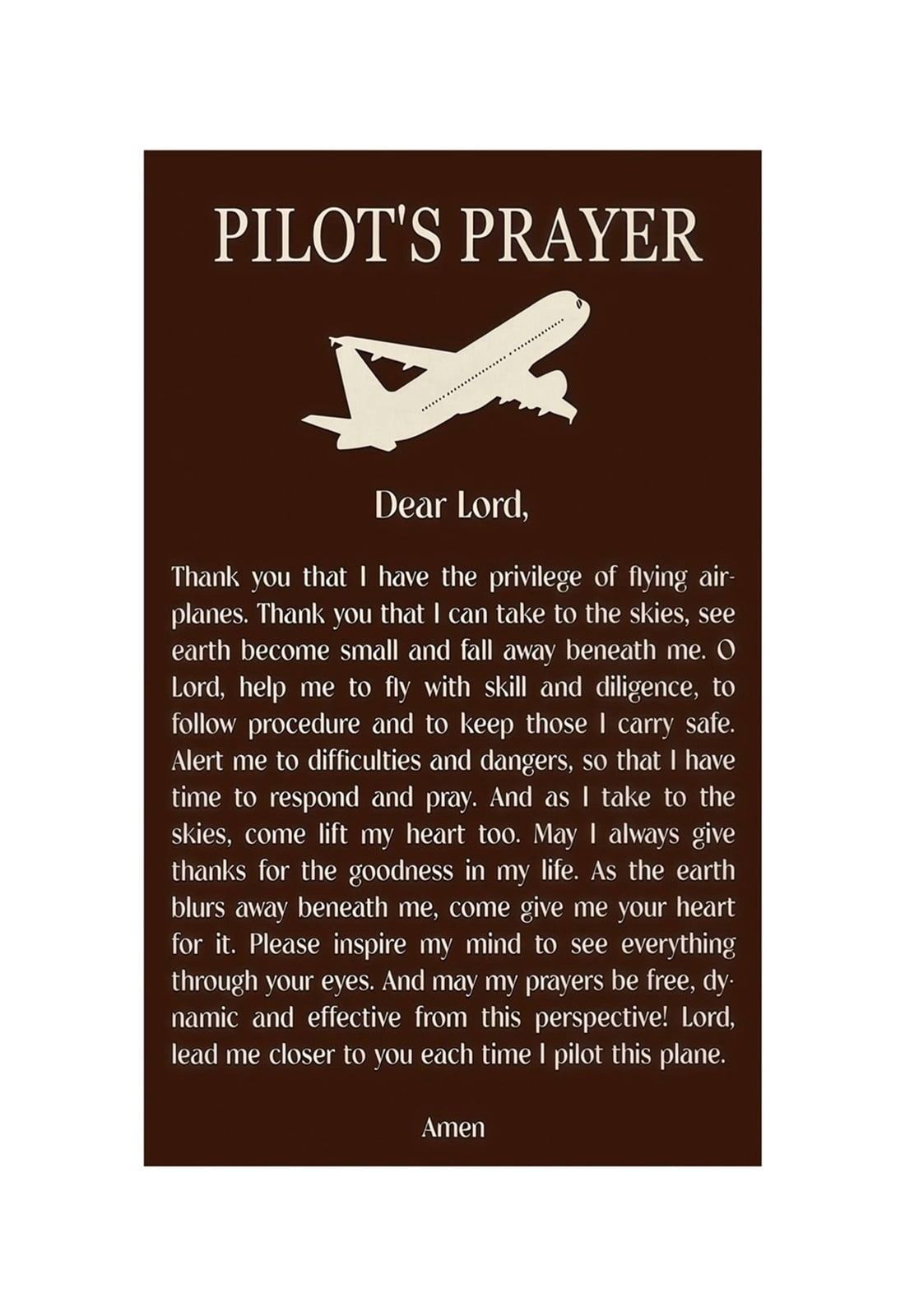 Minimalist Aviation Wall Art, Pilot's Prayer Quote on Canvas, Serene ...