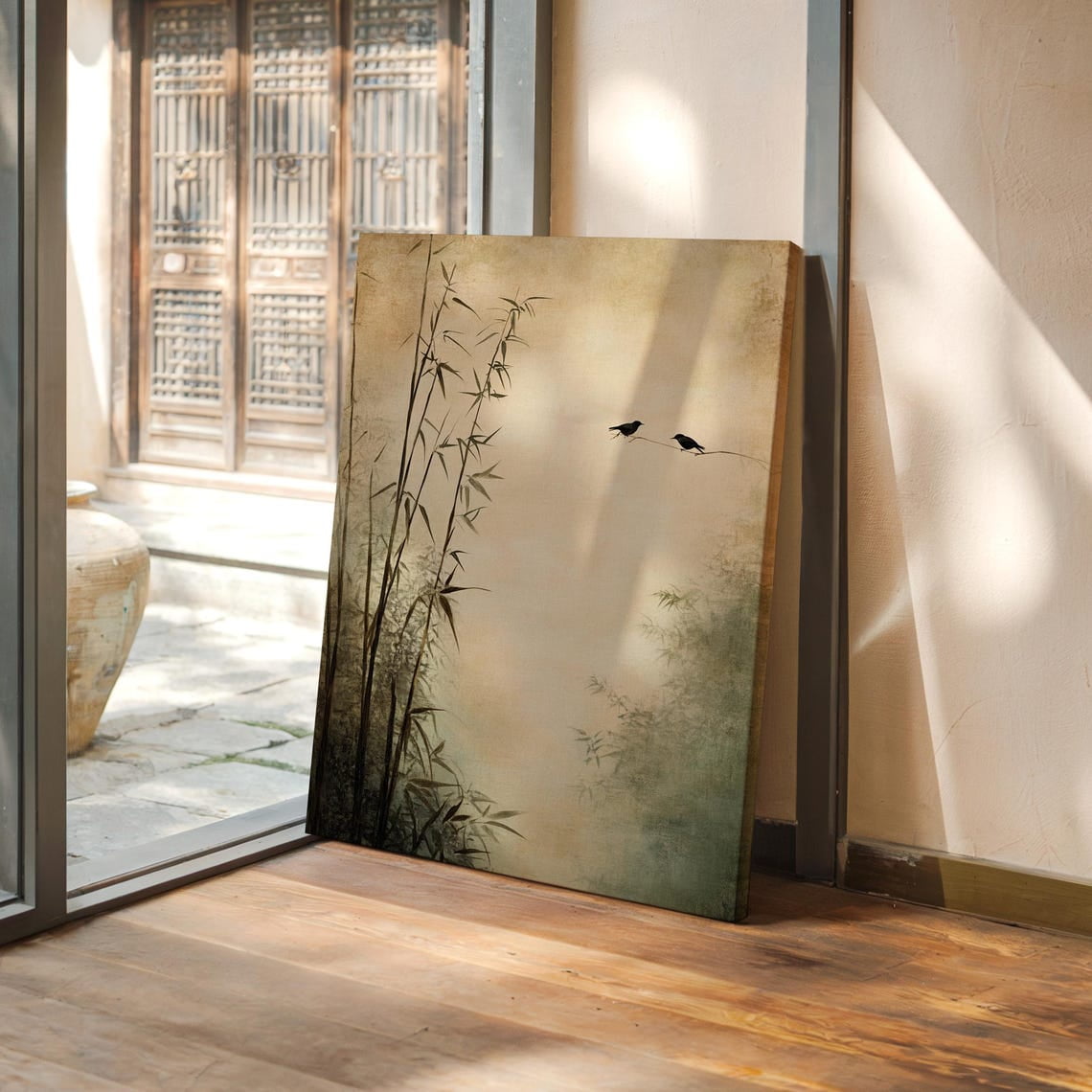 Minimalist Bamboo And Birds Art Print – Asian Zen Wall Decor, Tranquil ...