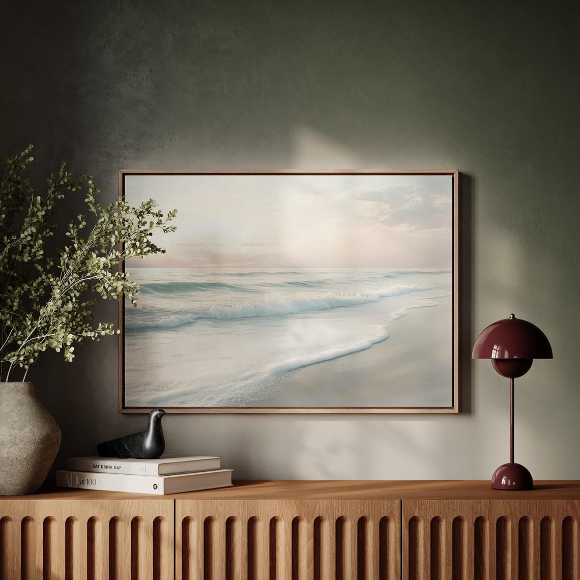 Minimalist Beach, Coastal Ocean Waves Print, Serene Seascape, Tranquil ...