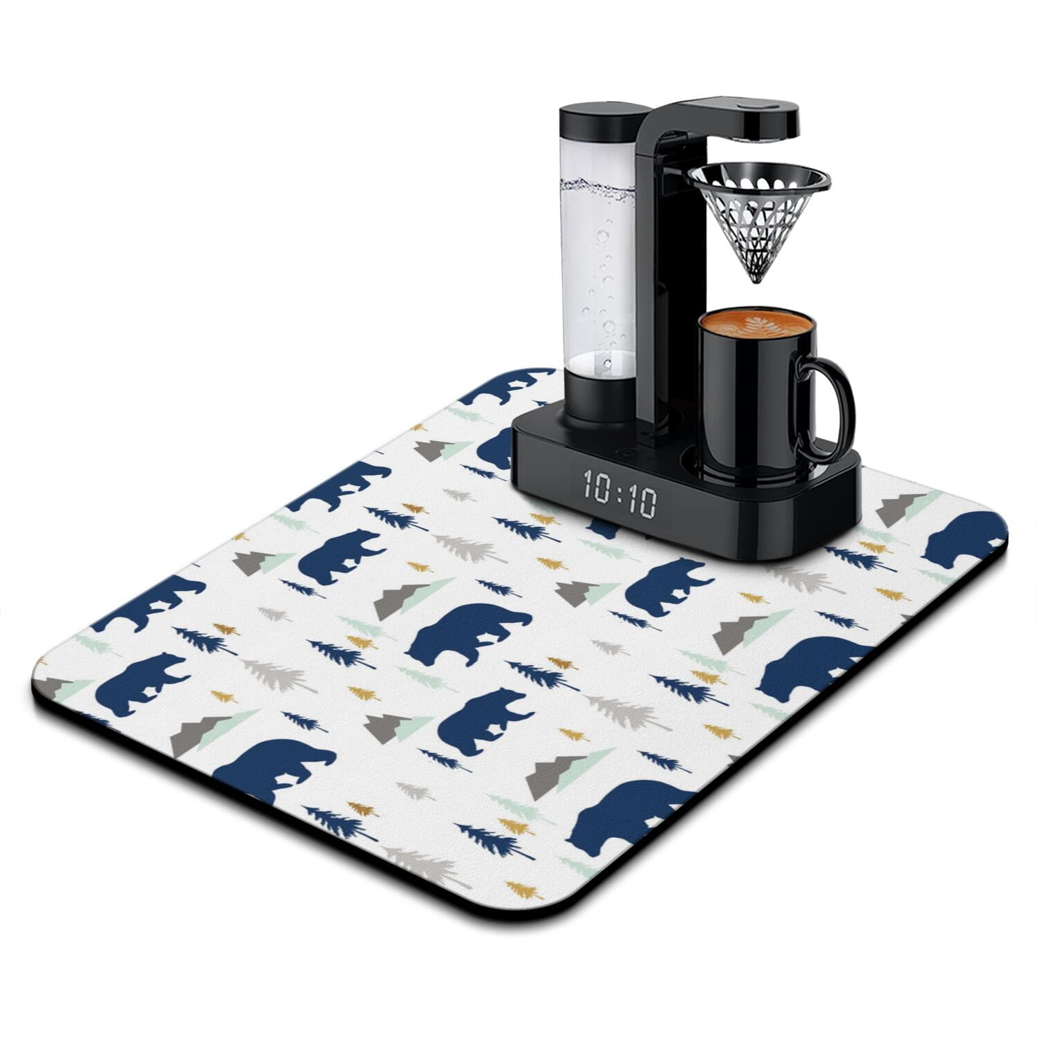 Minimalist Bear Aesthetic Coffee Station Mat Eco-Friendly Drying Mat ...