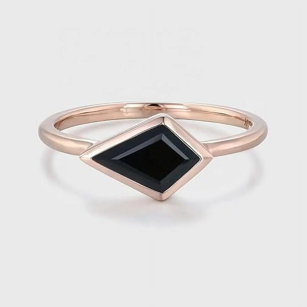 Minimalist Bezel-Set Kite-Cut Lab-Created Black Onyx Engagement Ring in ...