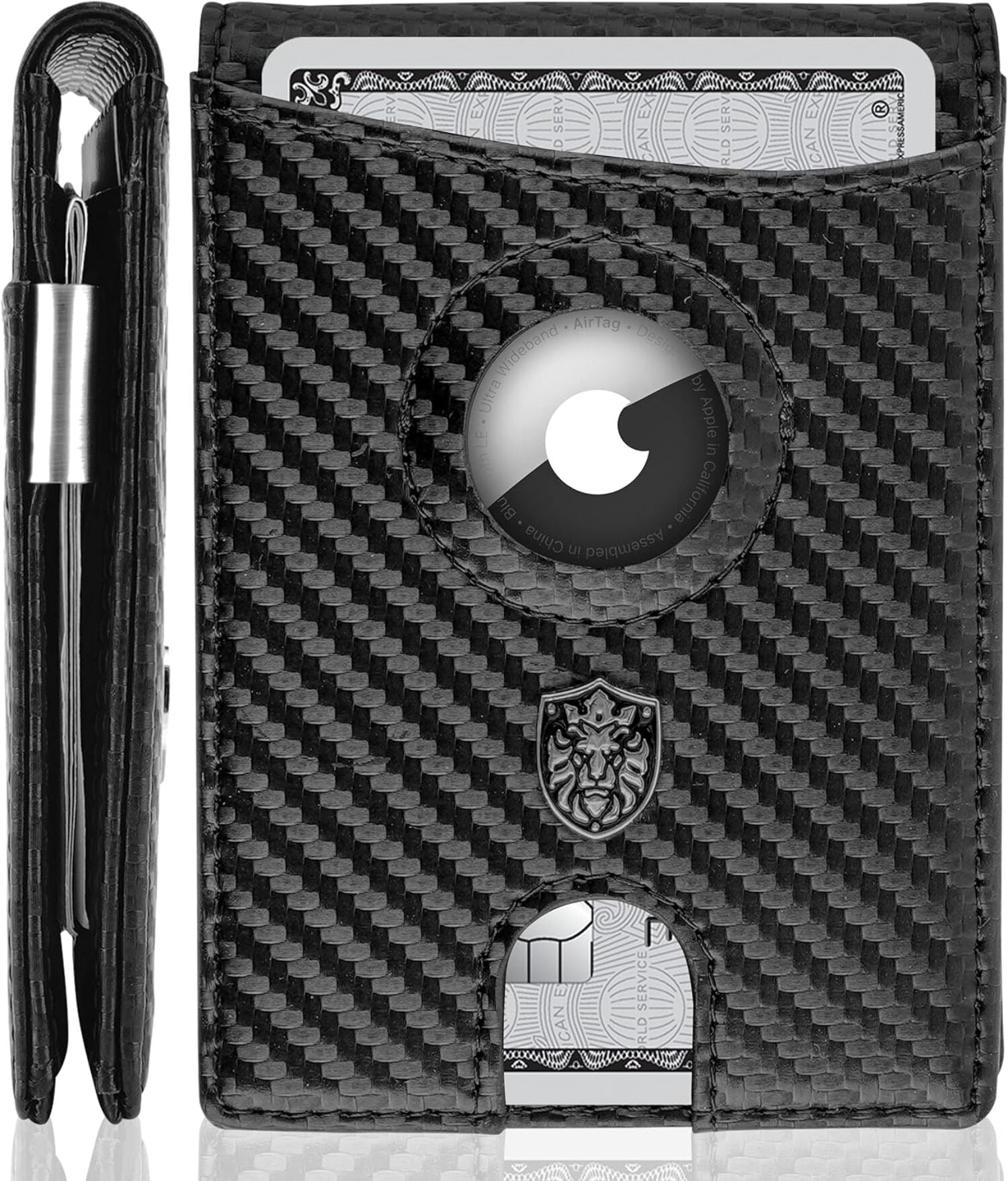 Minimalist Bifold RFID Blocking Smart Wallet with Air Tag Holder Clip ...