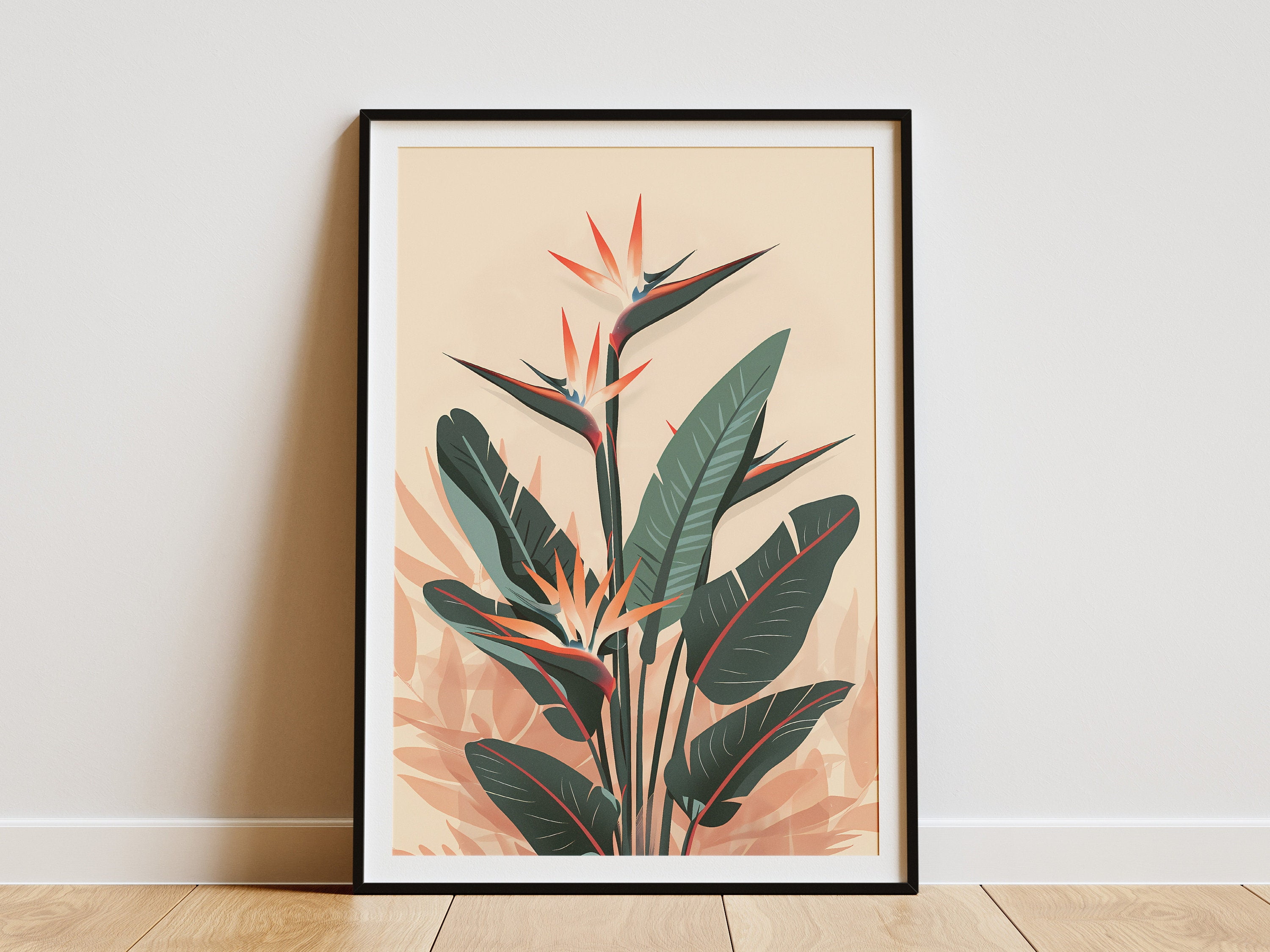 Minimalist Bird of Paradise Poster Tropical Plant Art Print Boho Home ...