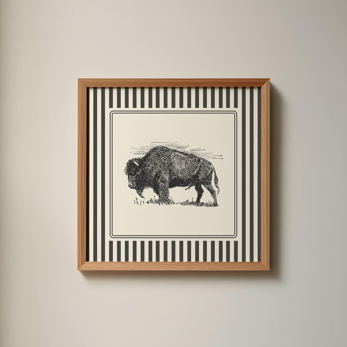 Minimalist Black And White Buffalo, Square Print, Instant Trendy Decor ...