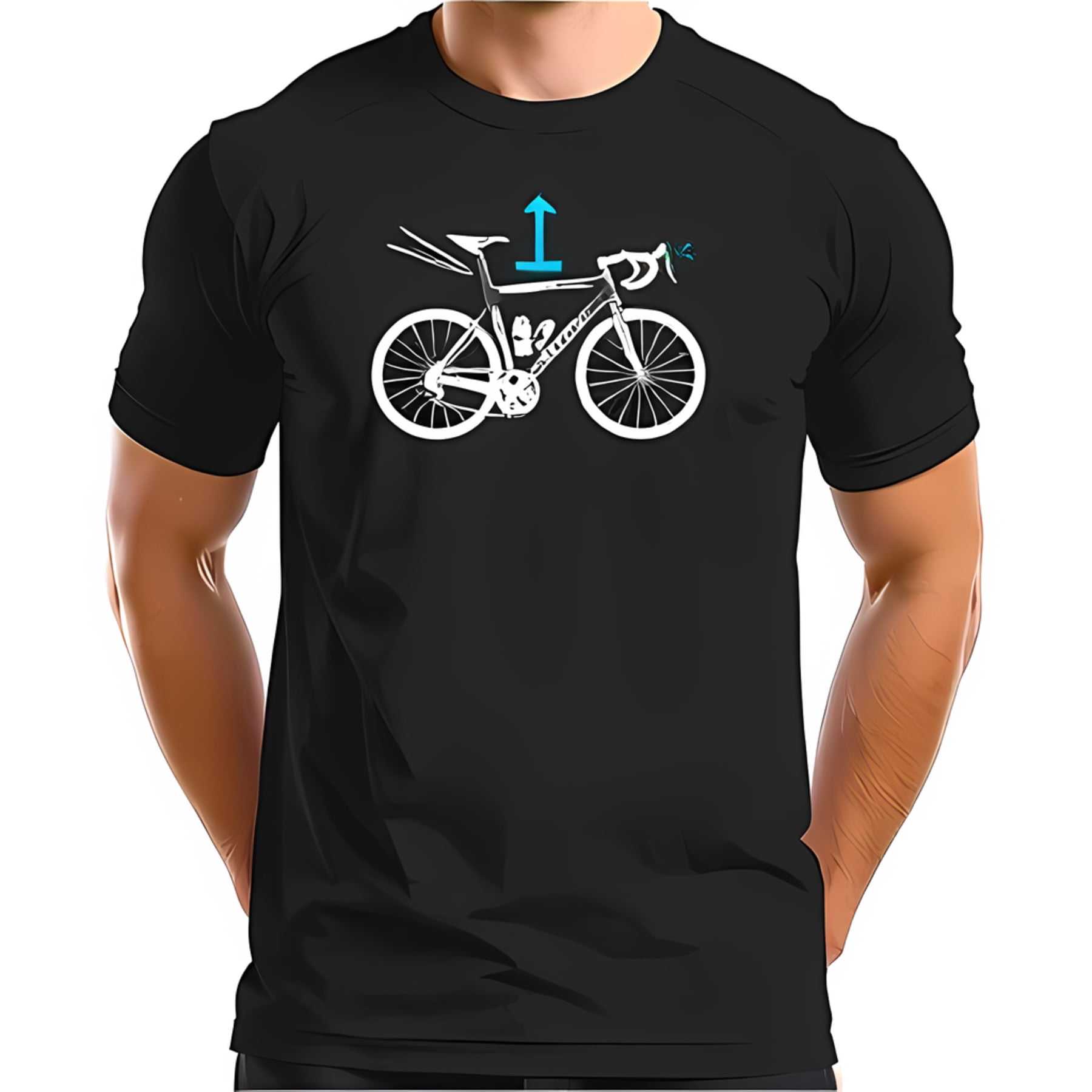 Minimalist Black Cotton Short Sleeve T-Shirt with White Bicycle Graphic ...