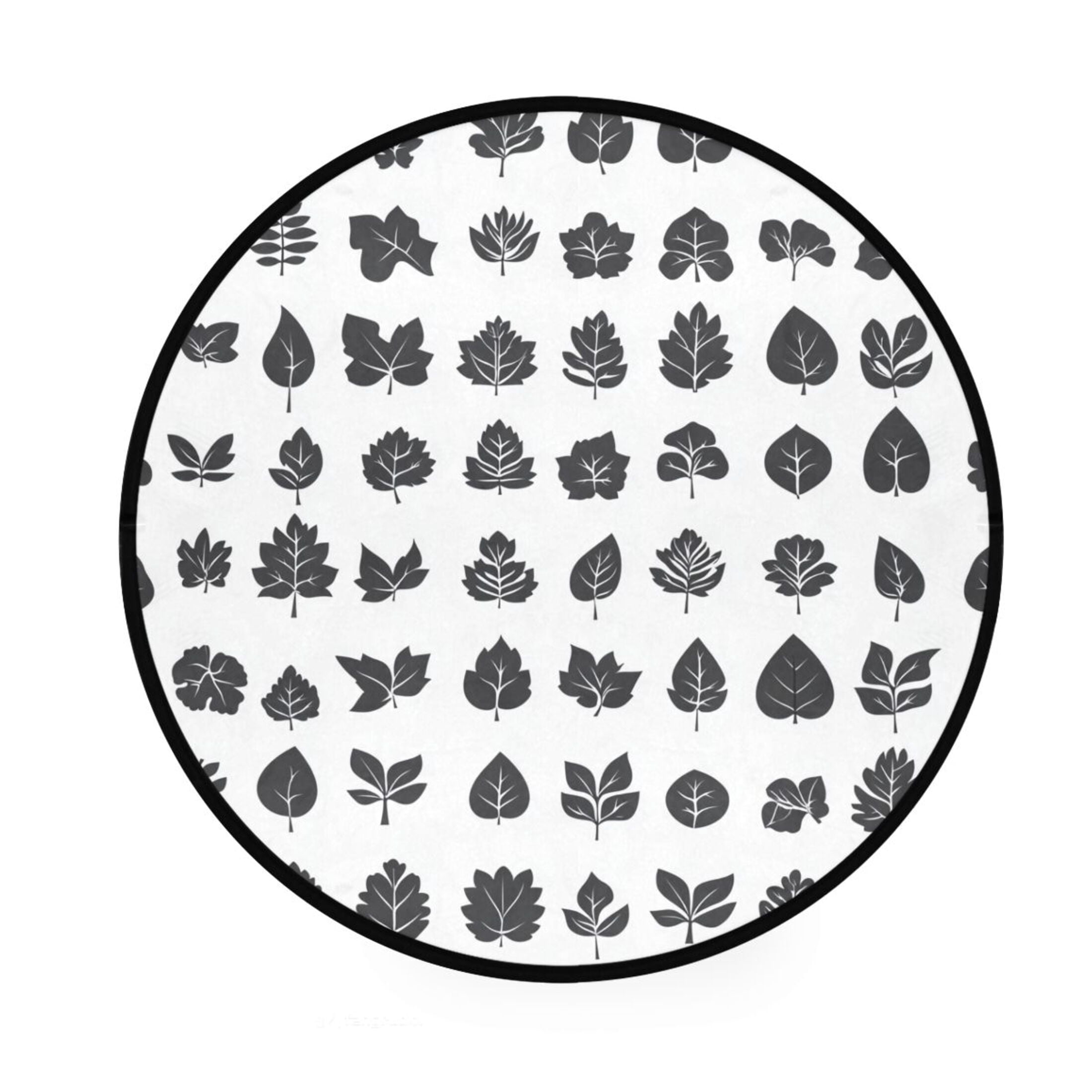 Minimalist Black Leaves Pattern Memory Foam Bath Mat 36" Absorbent Rug ...