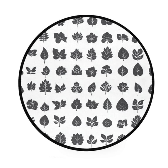 Minimalist Black Leaves Pattern Memory Foam Bath Mat 36" Absorbent Rug ...