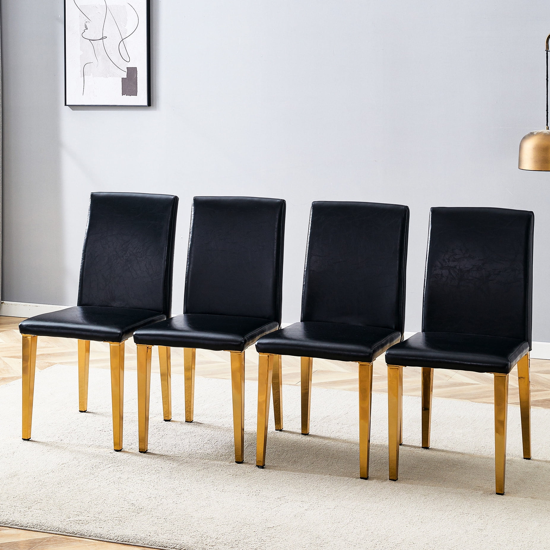 Minimalist Black PU Dining Chairs Set - Perfect Fit for Modern Homes ...