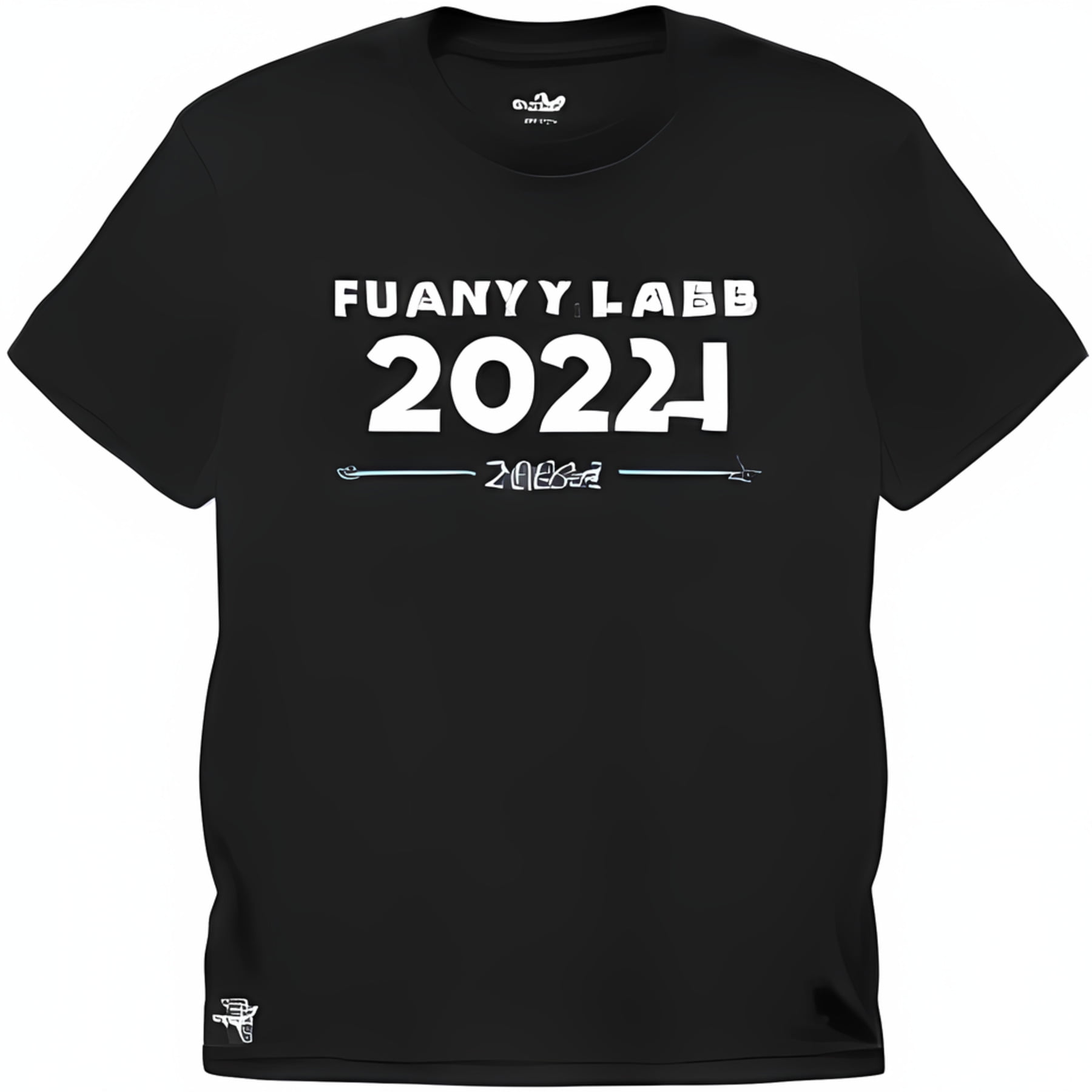 Minimalist Black T-Shirt with 'Fuany Lab' Text & '2024' Numbers Sleek ...