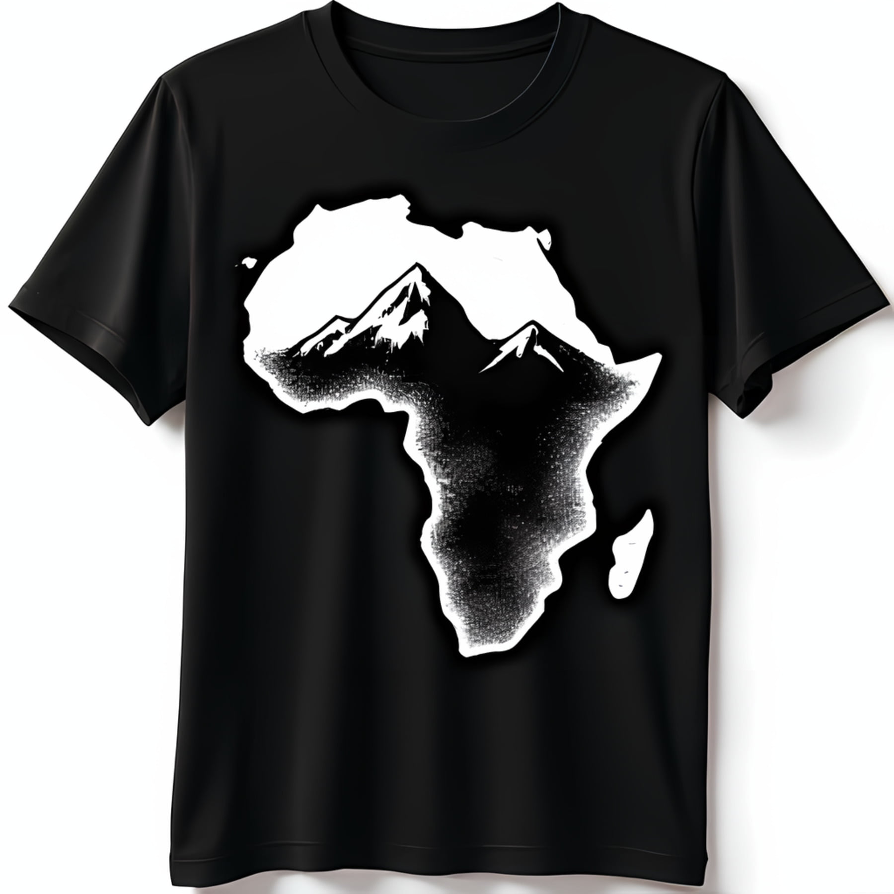 Minimalist Black T-Shirt with White Africa Outline & Stipple Pattern ...