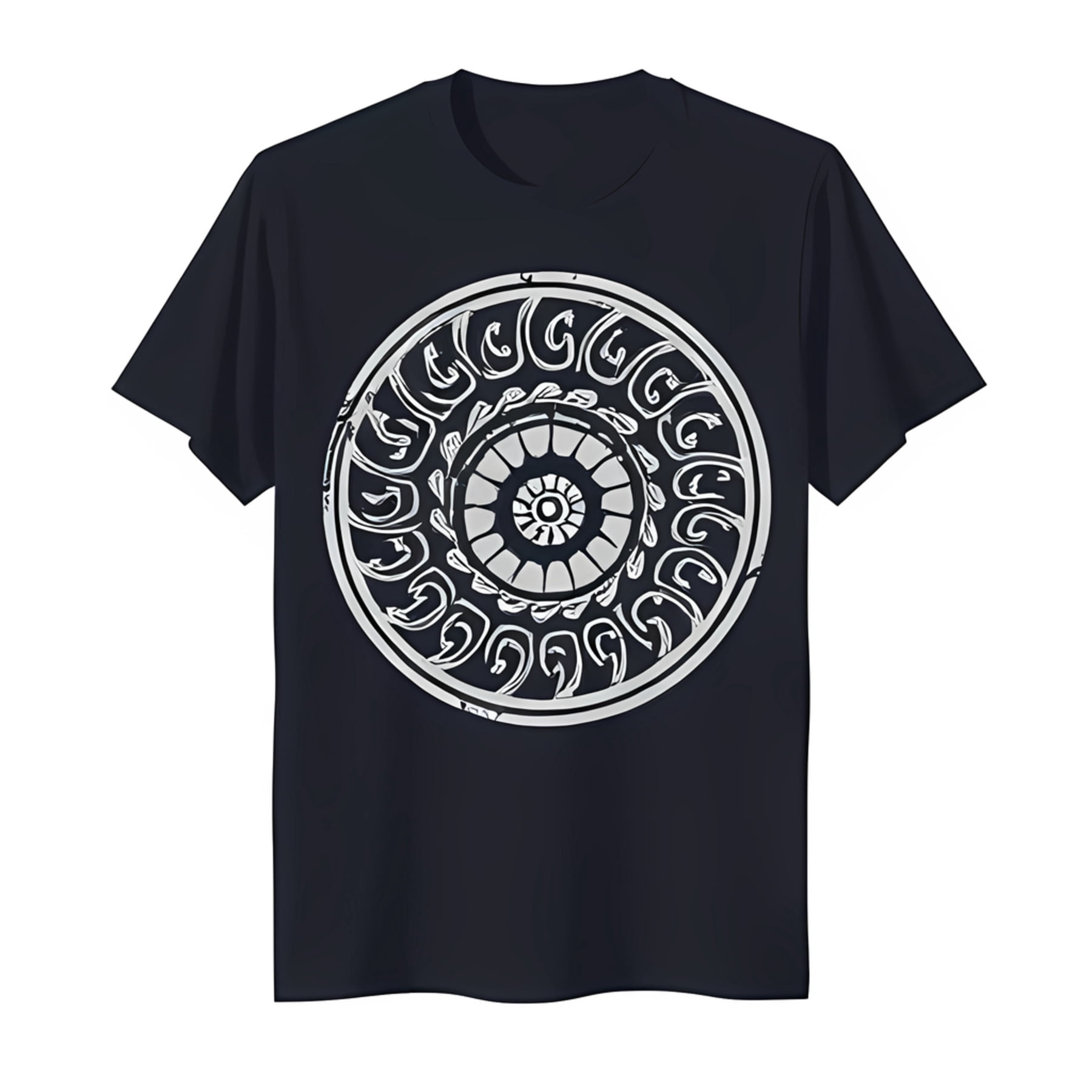 Minimalist Black T-Shirt with White Graphic Modern Concentric Design ...
